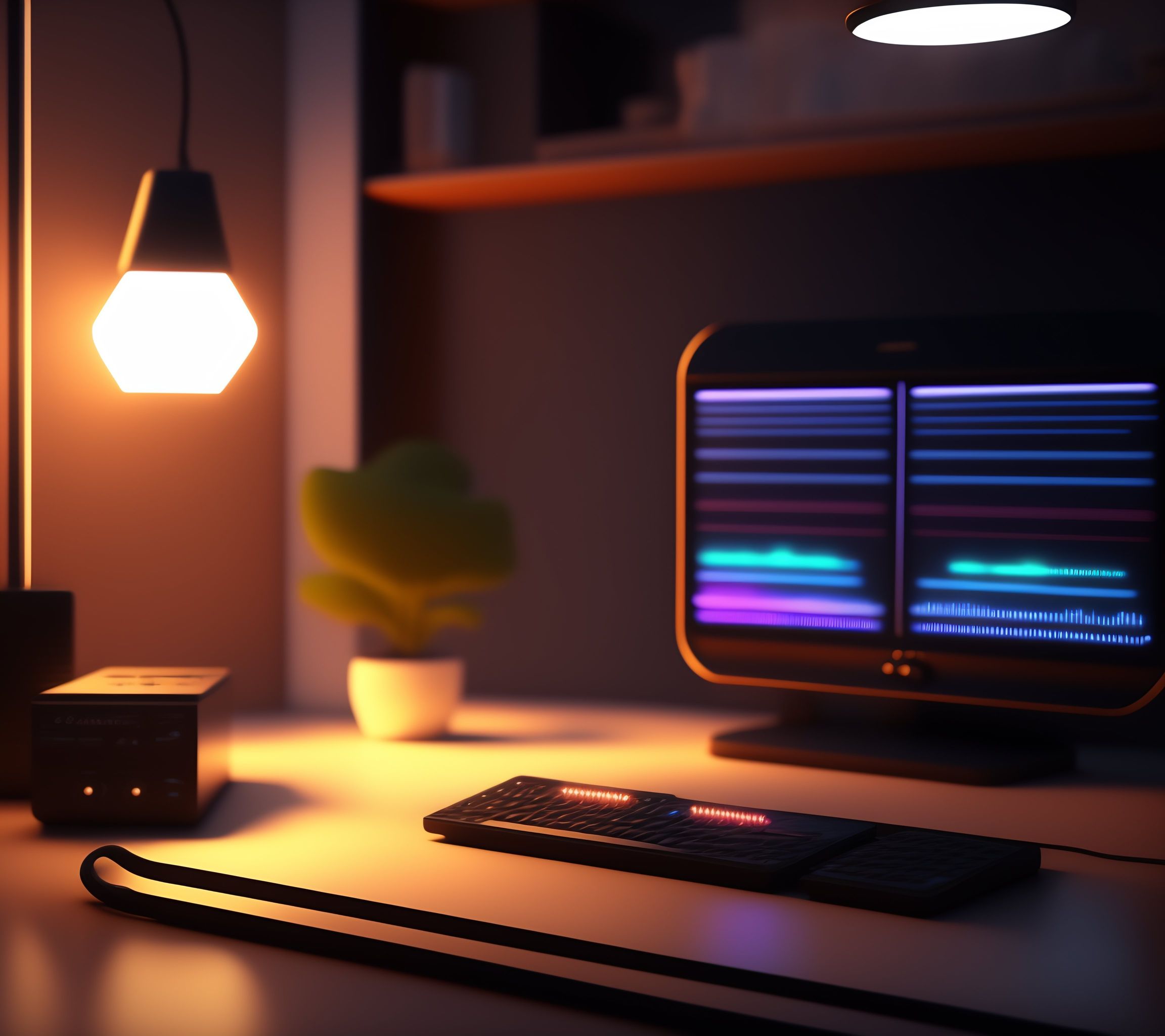 Lexica - Computer station with lights, concept art, octane render, 8k, blender, cinema 4d ...