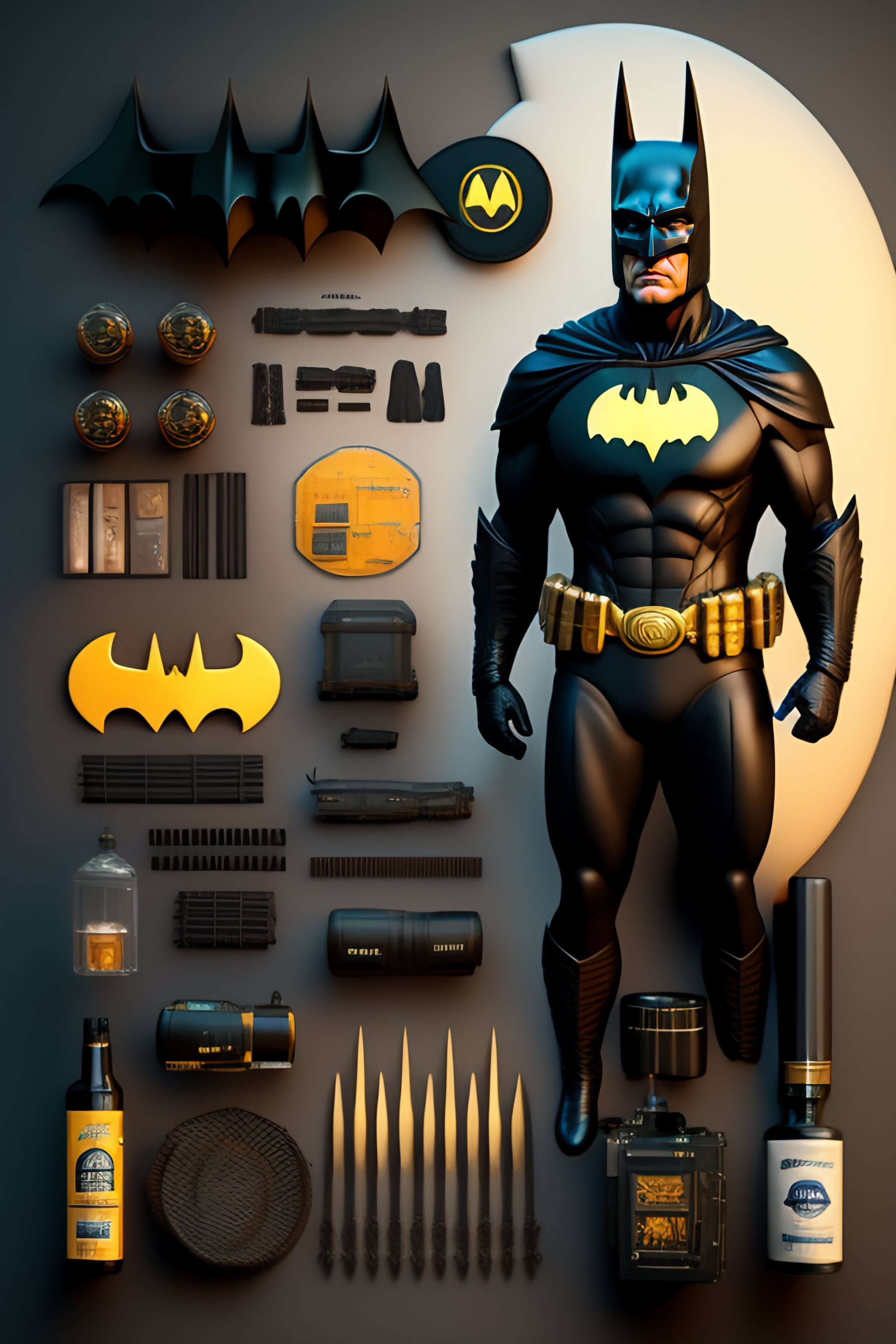 Lexica - Batman, Costumes and props, Knolling, Knolling layout ...