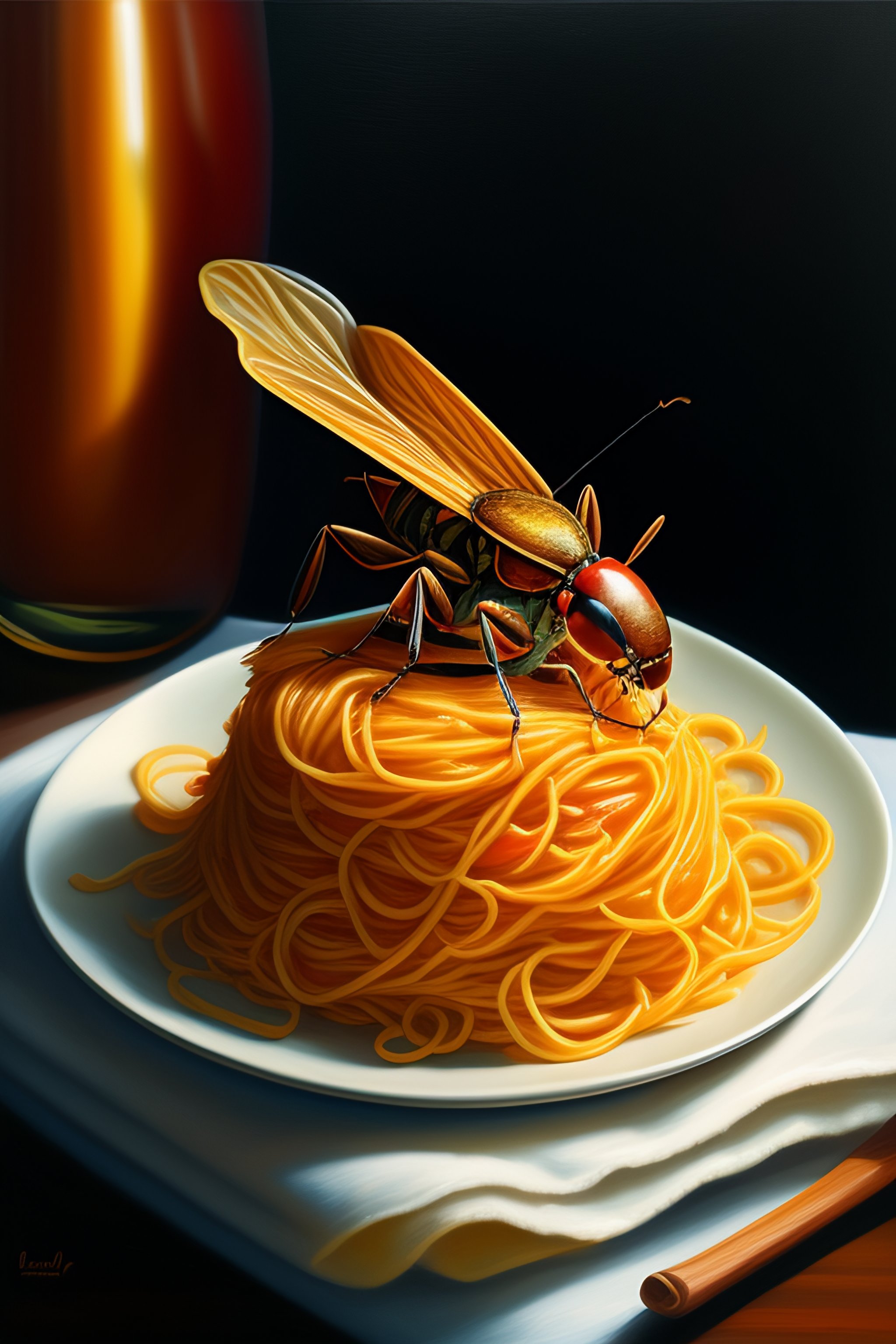 Lexica - Home portrait of family of insects crickets eating pasta ...