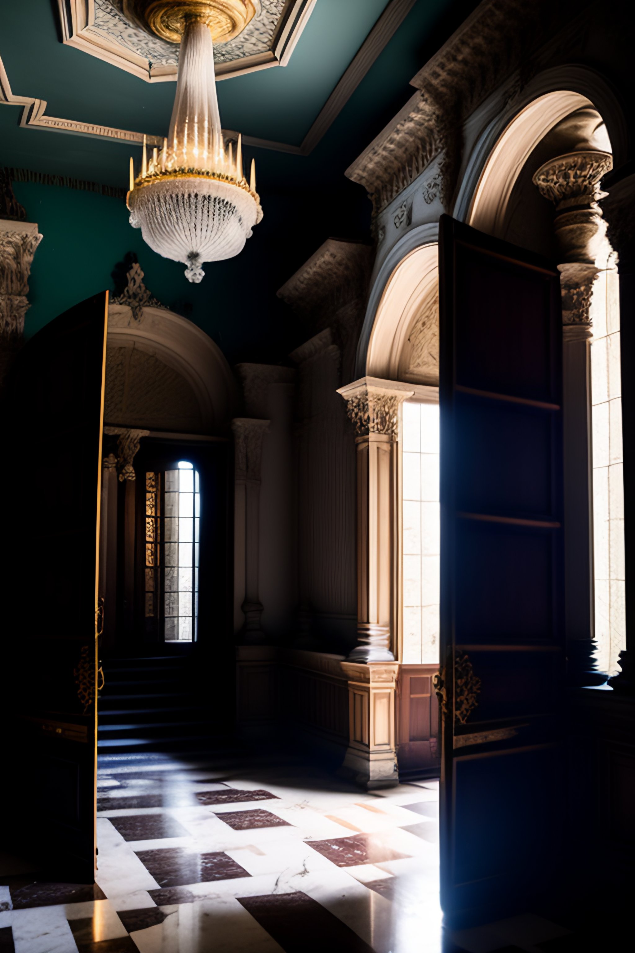 Lexica - The entrance to the abandoned mansion is eerie and foreboding ...