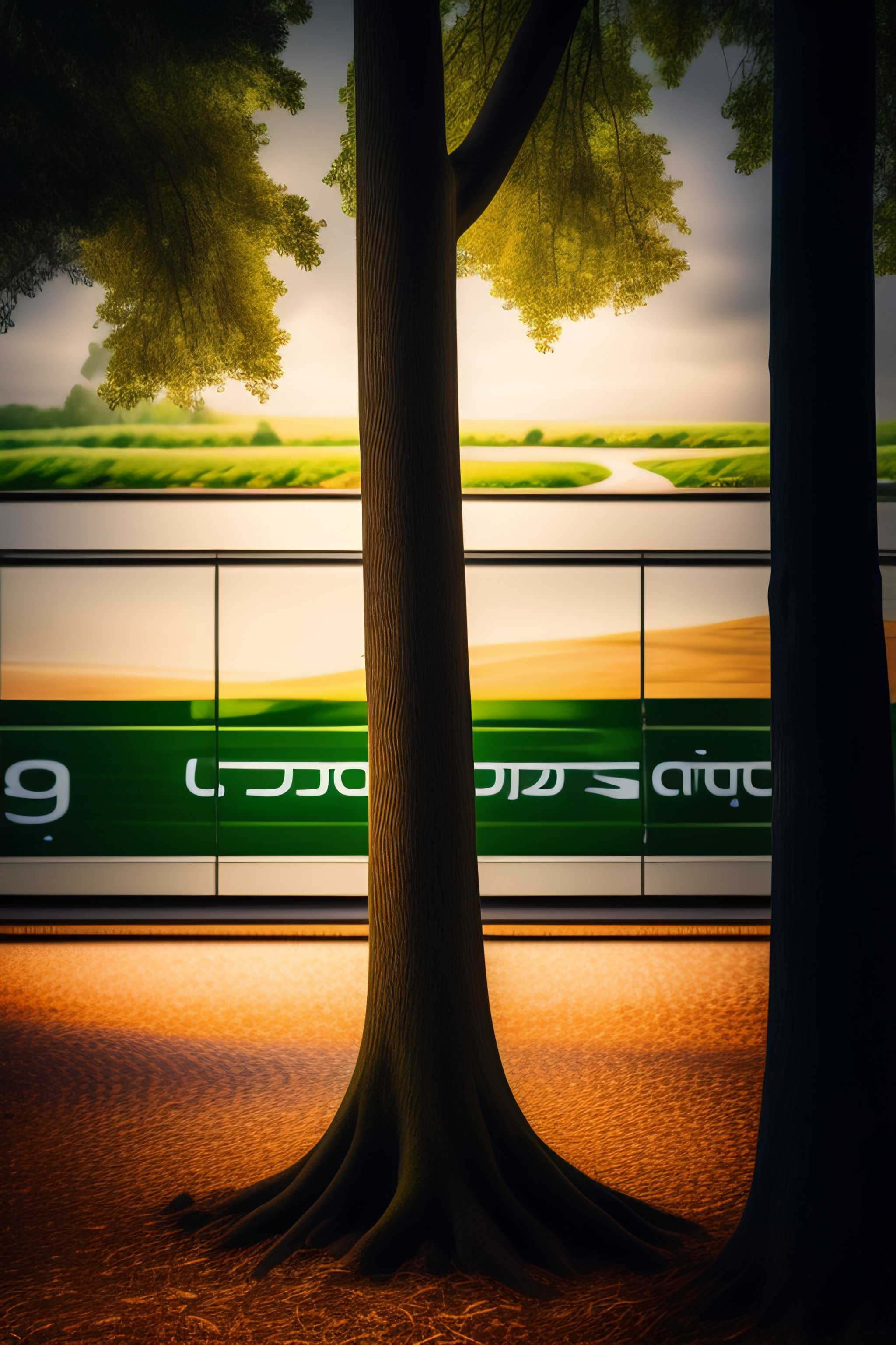 Lexica - A poster leaning against a tree branch.