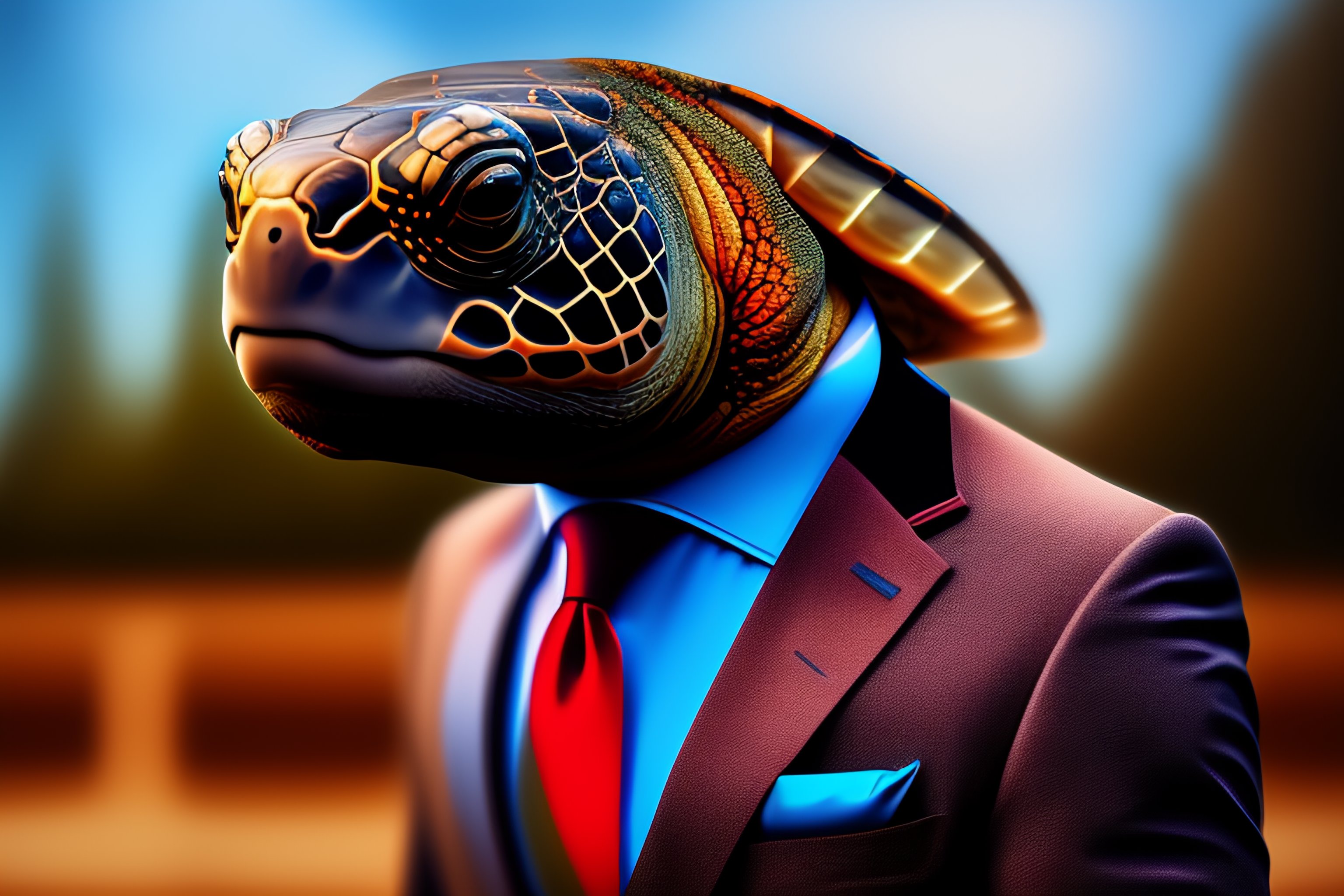 Lexica - Digital painting of a turtle in suit wearing sunglasses