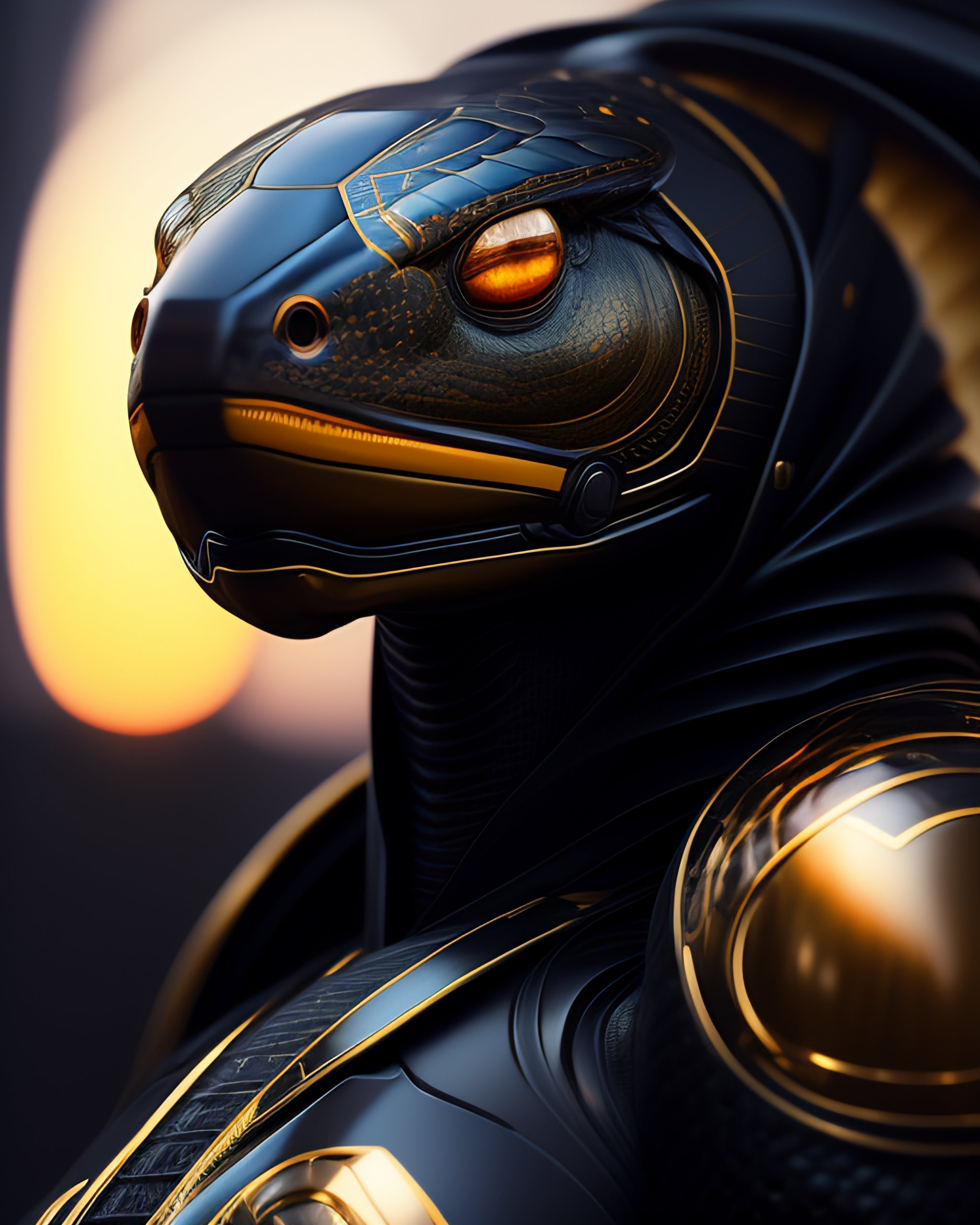 Lexica - Portrait of a cybernetic black snake a spiritual full body ...