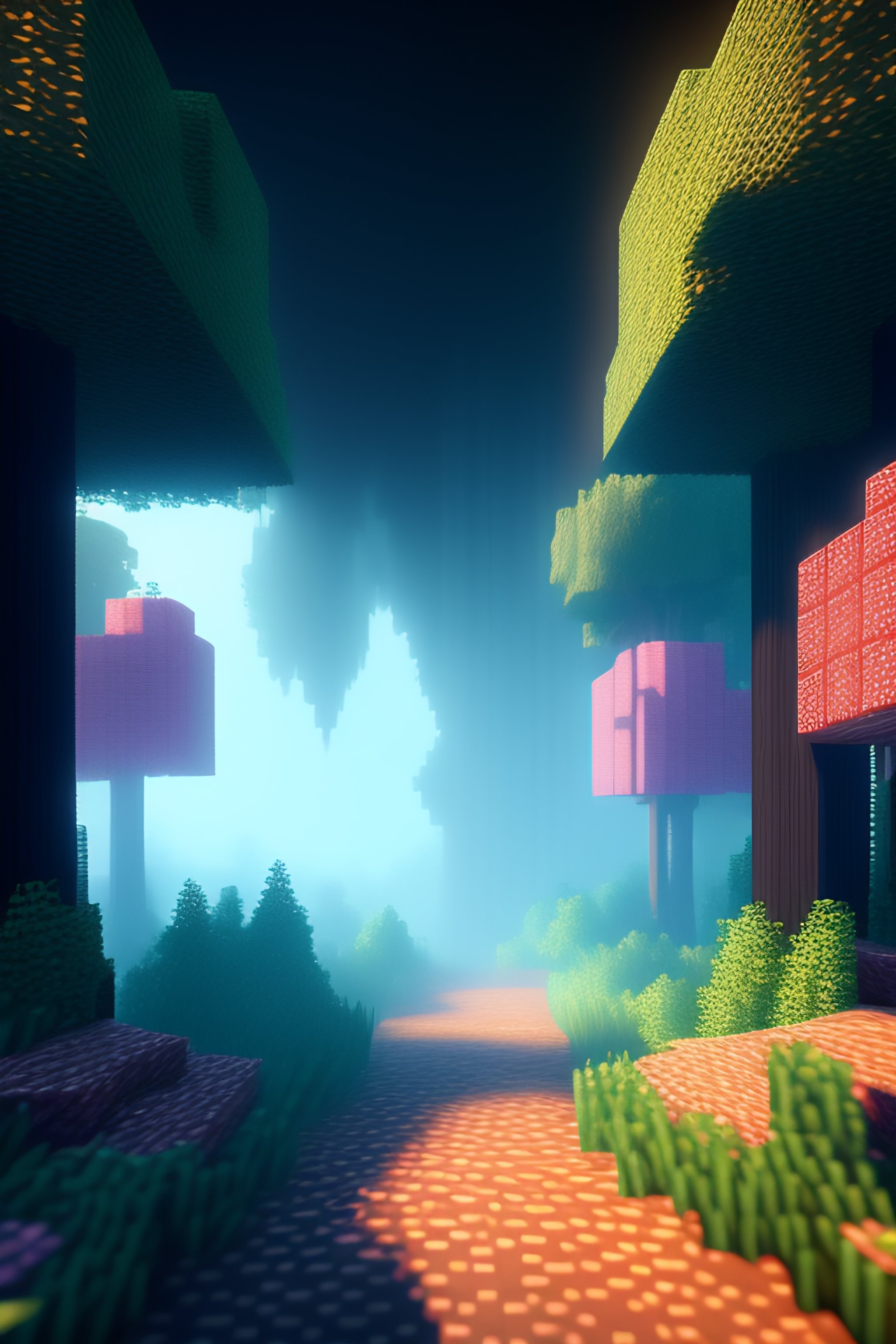 Lexica - Mystical forest in Minecraft, particles , rain, square