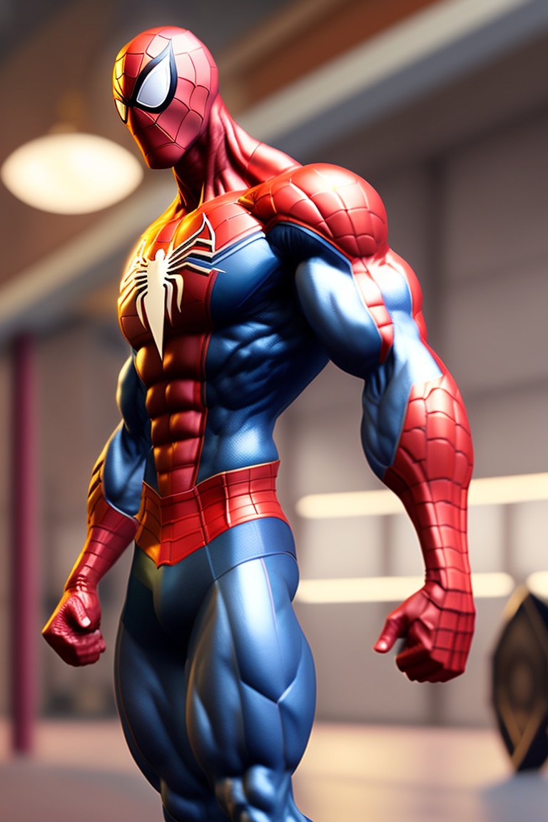Lexica - A realistic, detailed Spider-Man with a bulky physique ...