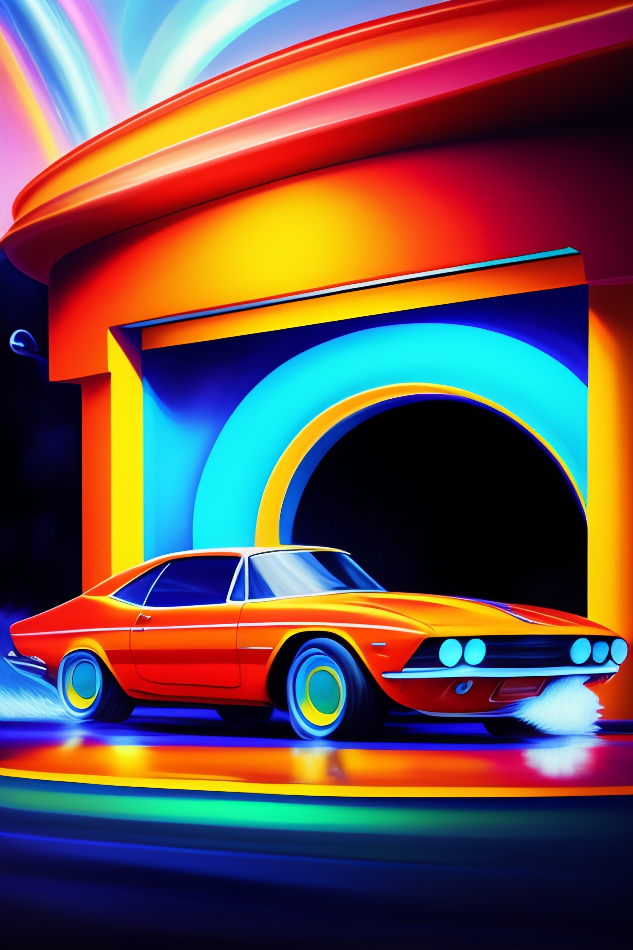 Lexica - Car wash, car in tunnel, water splashes, pop art, party ...