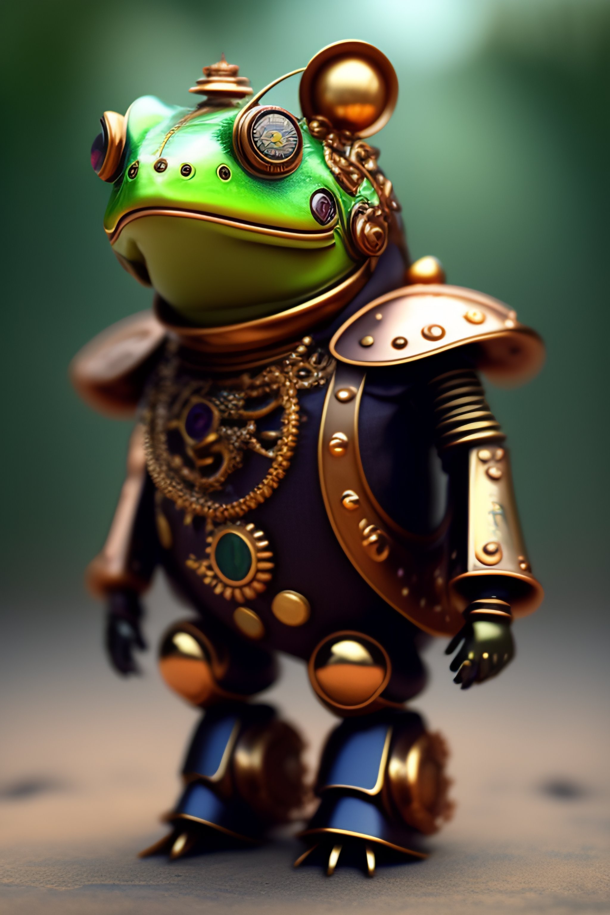 Lexica - Steampunk cowboy robot frog full body pristine