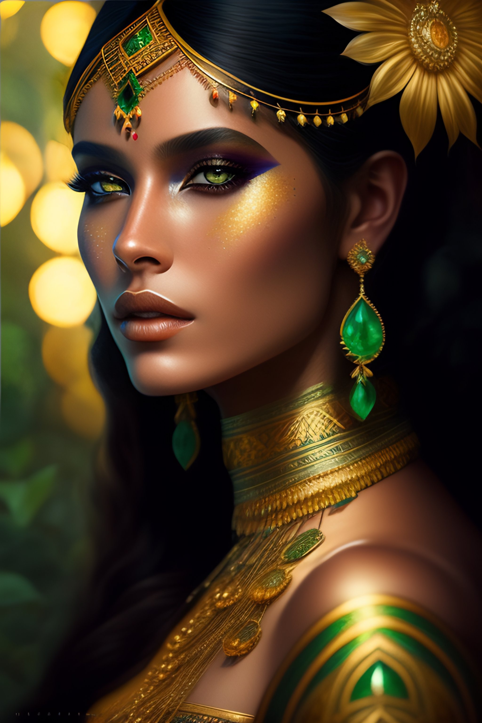 Lexica - Exquisite imaginative indigenous princess gold emerald lake ...