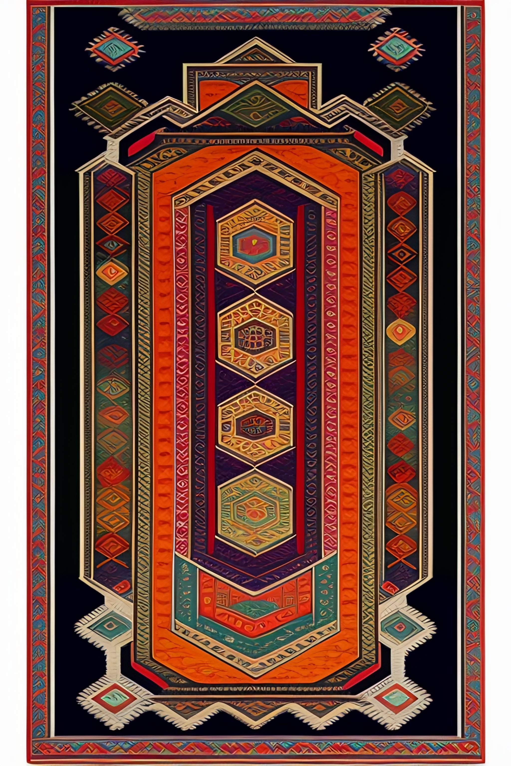 Lexica - Futuristic folkloric russian rug cover magazine hand drawn