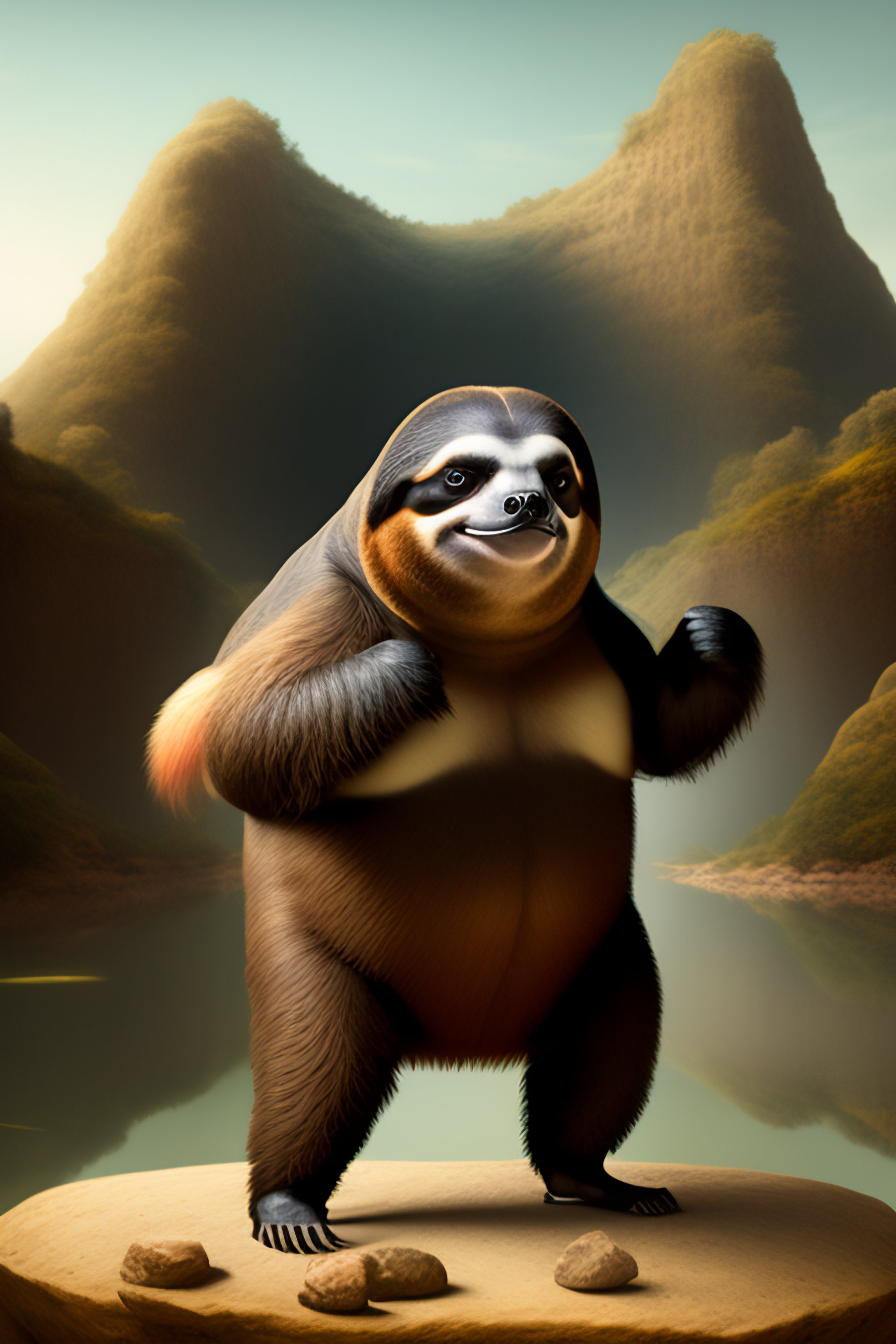 Lexica - Anthropomorphic Sloth dictator clenching fist, furious facial ...