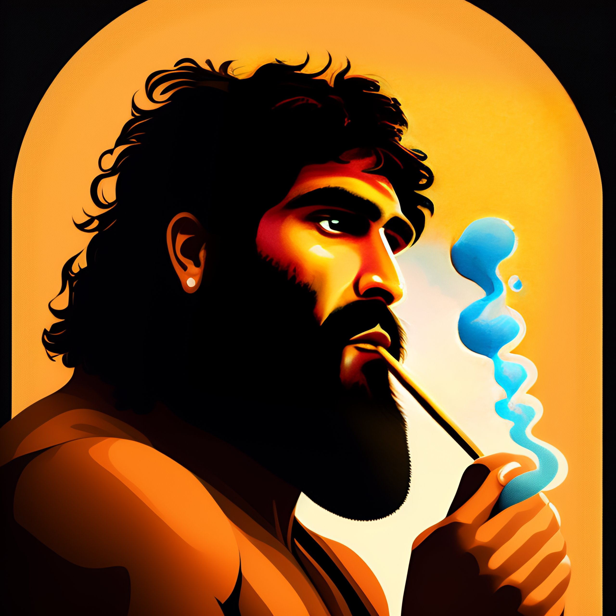 Lexica - Illustration of a caveman smoking a joint