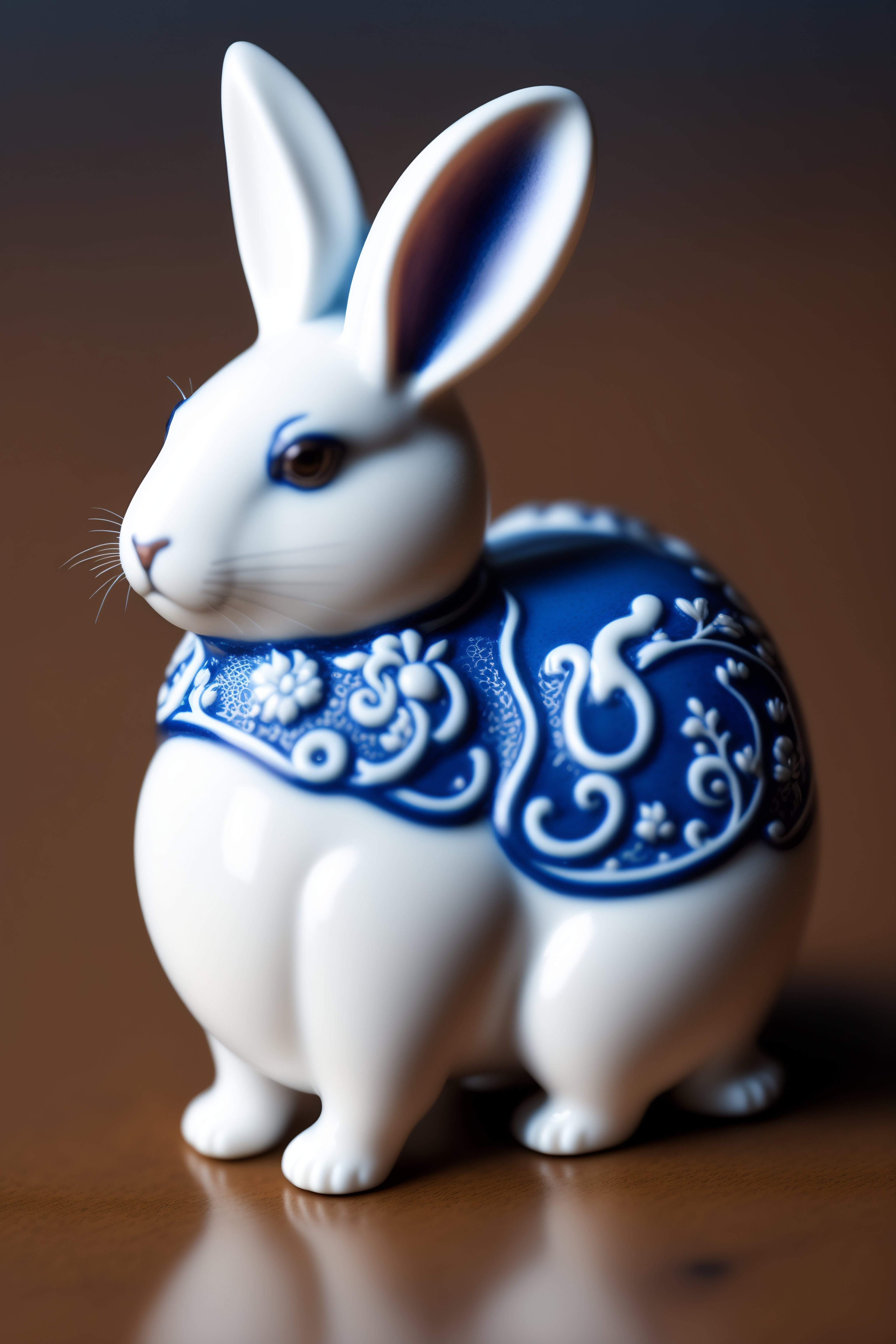 Lexica - A detailed intricate rabbit toy made out of white porcelain ...