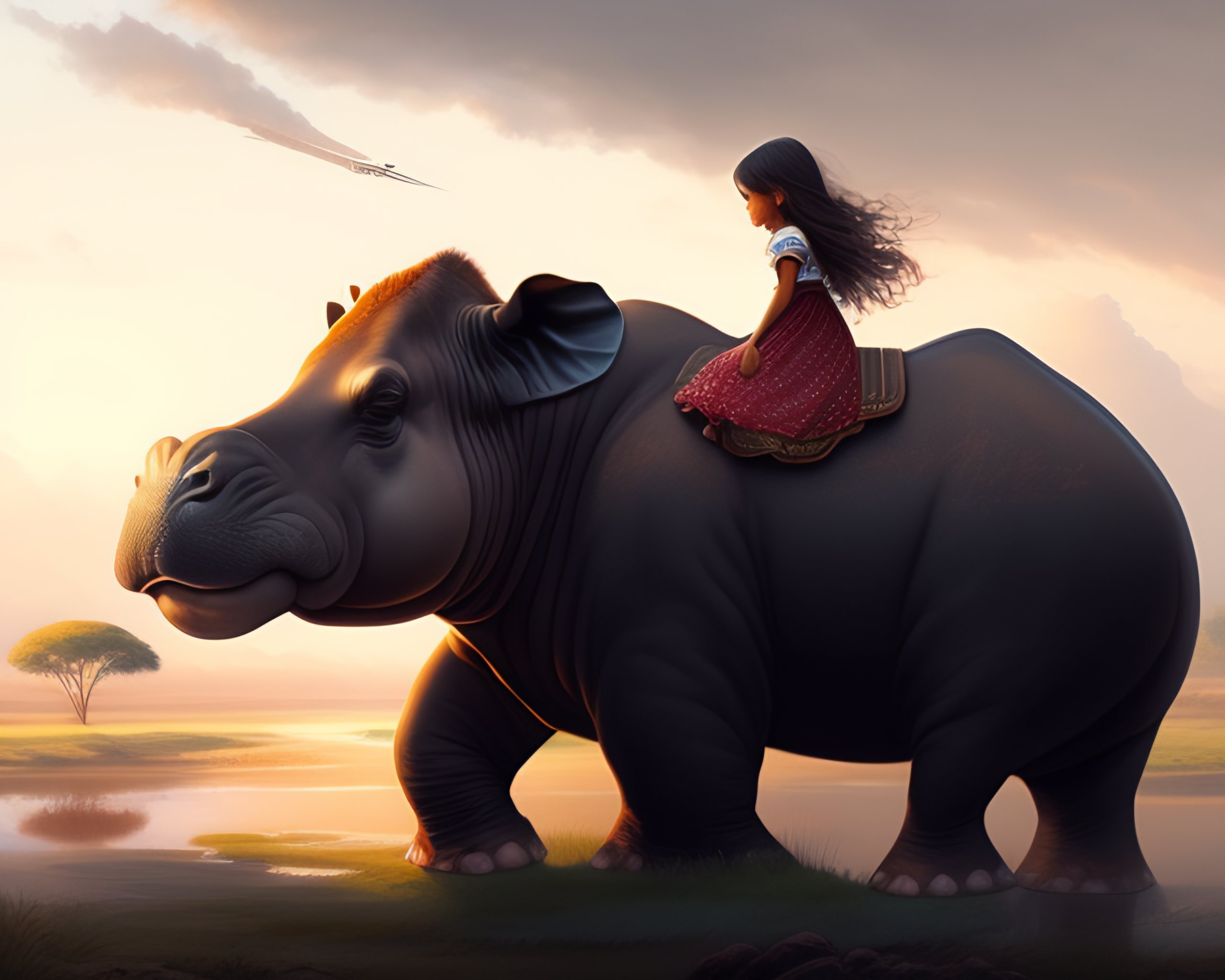 Lexica - Story book art by greg rutkowski. tiny brunette girl riding on ...