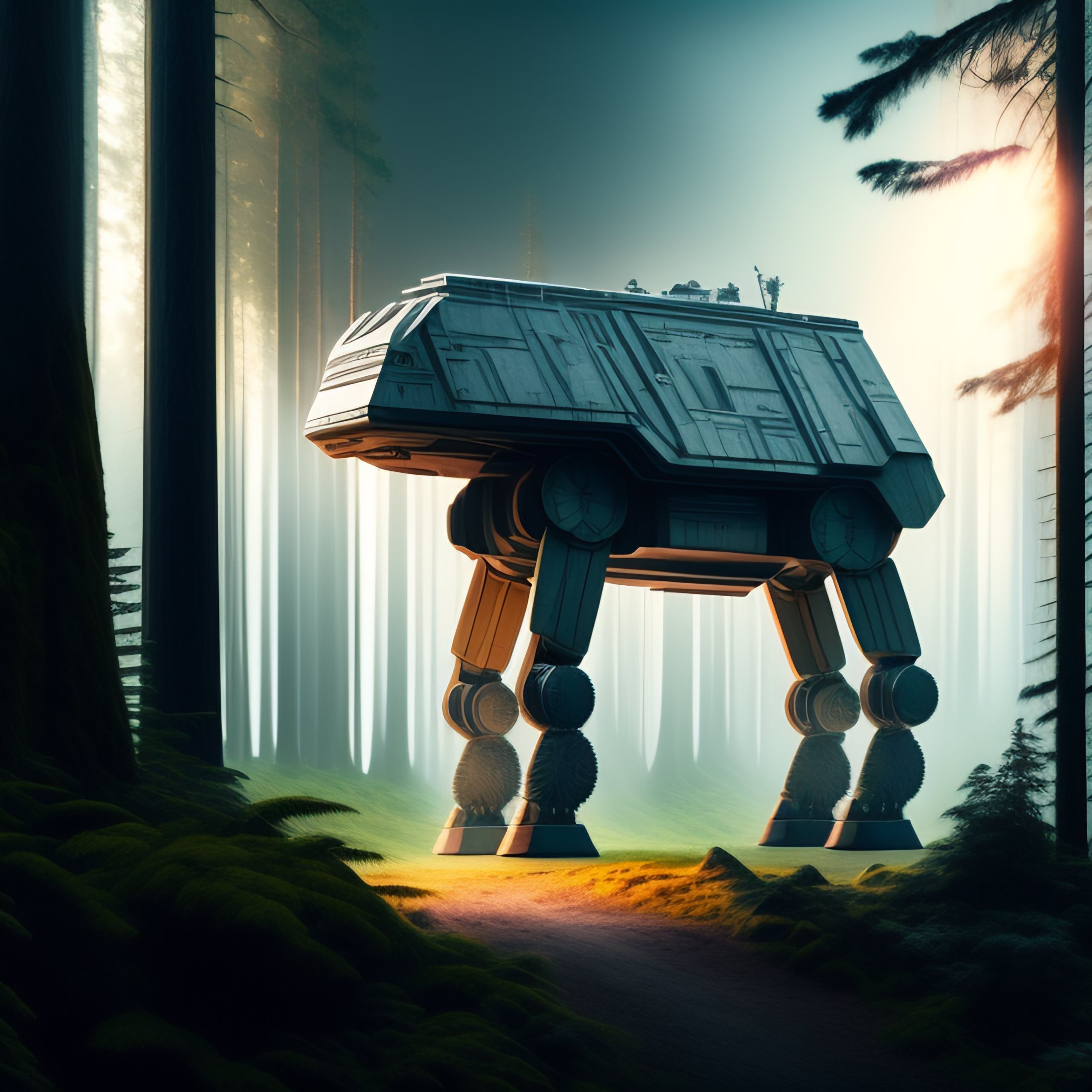 Lexica - Star wars at-at walker in the forest cinematic