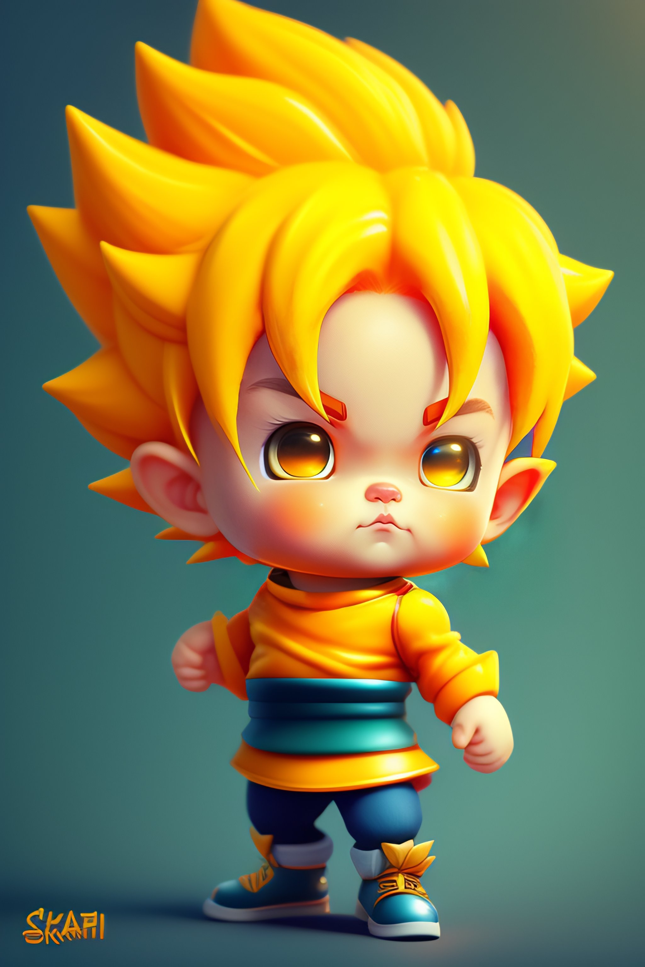 Lexica - Cute and adorable cartoon goku supersaya yellow hair baby ...