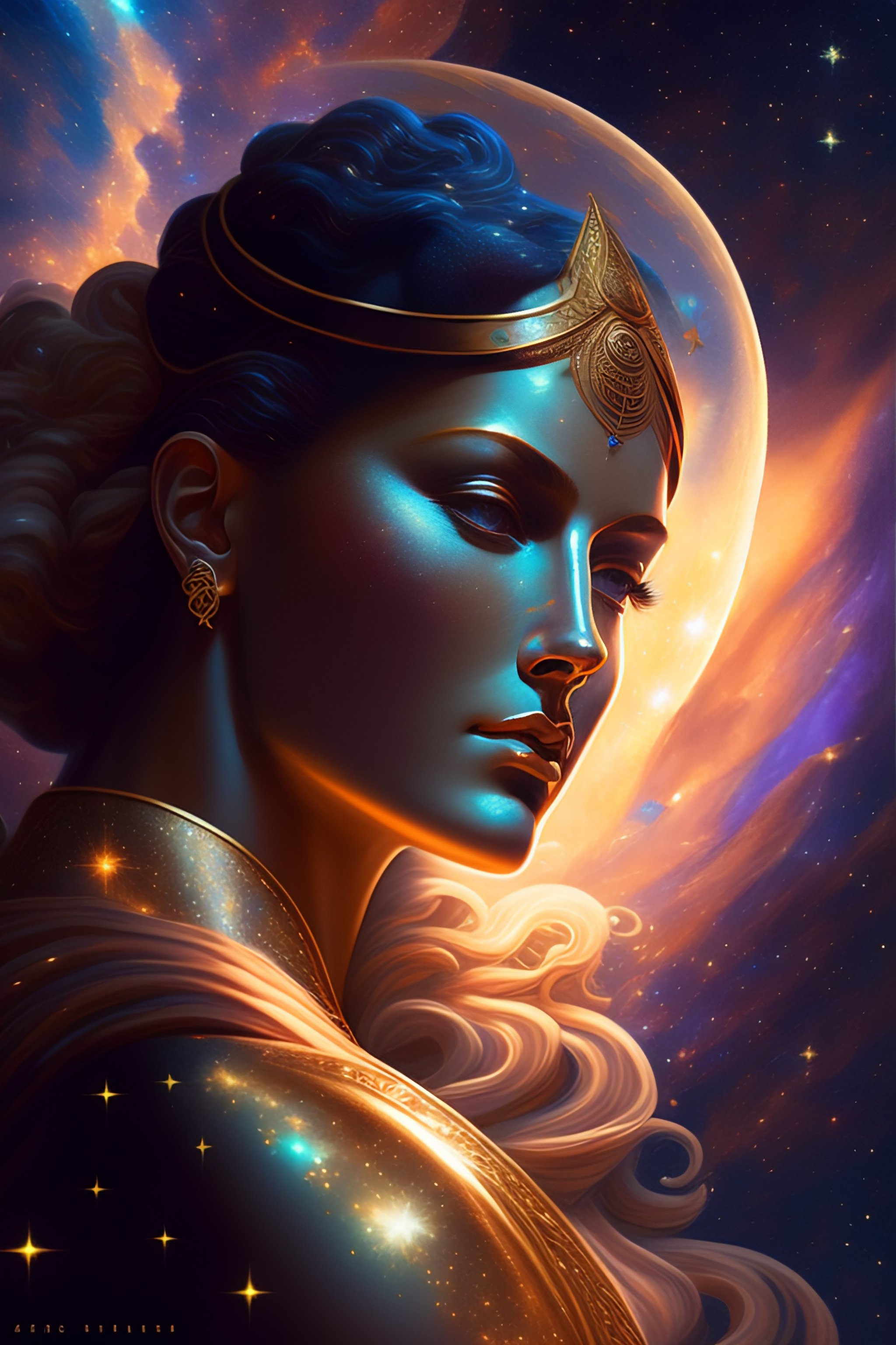 Lexica - Portrait of a cosmic david statue, body made out of stars and ...