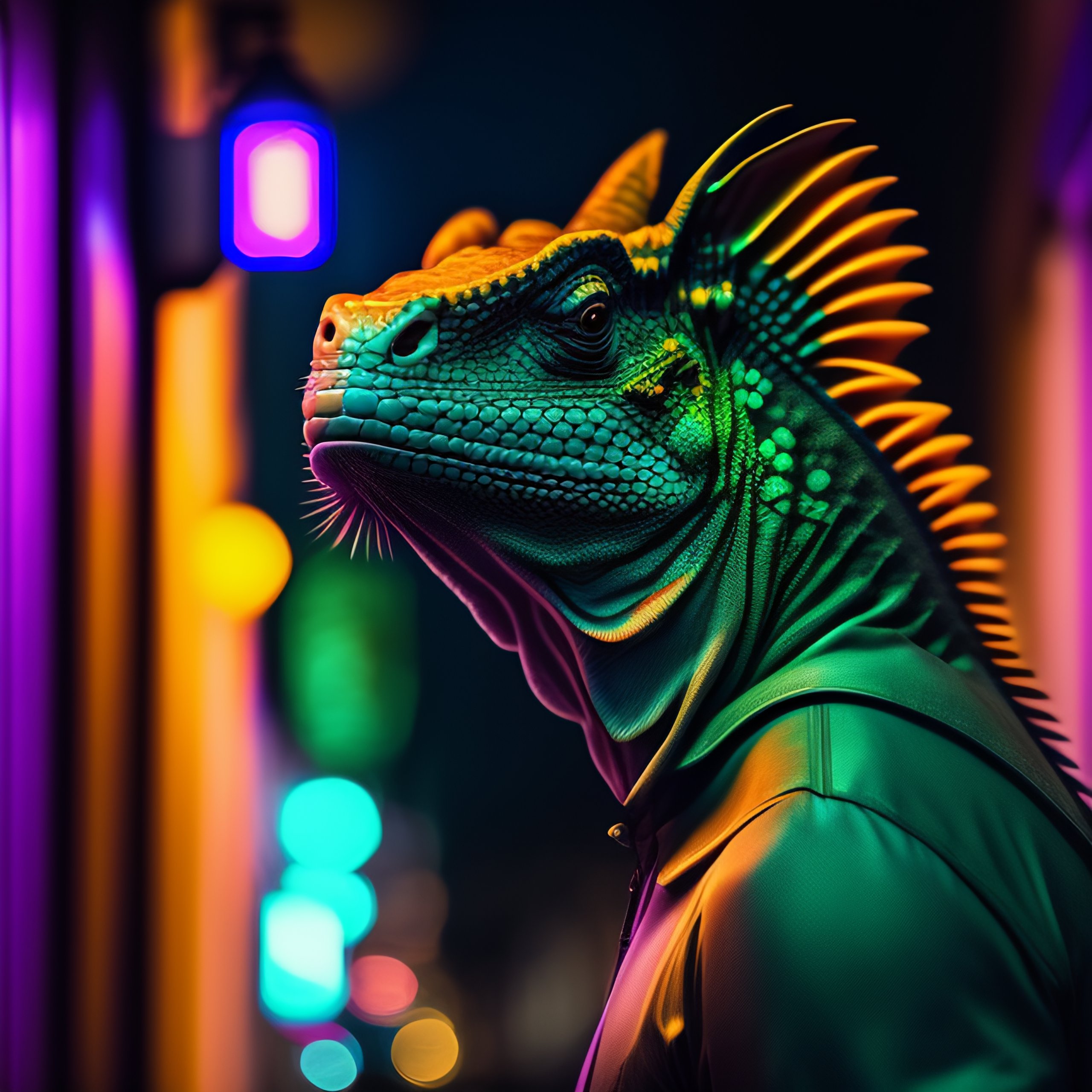 Lexica - Manly human iguana hybrid stroking chin in an attractive ...