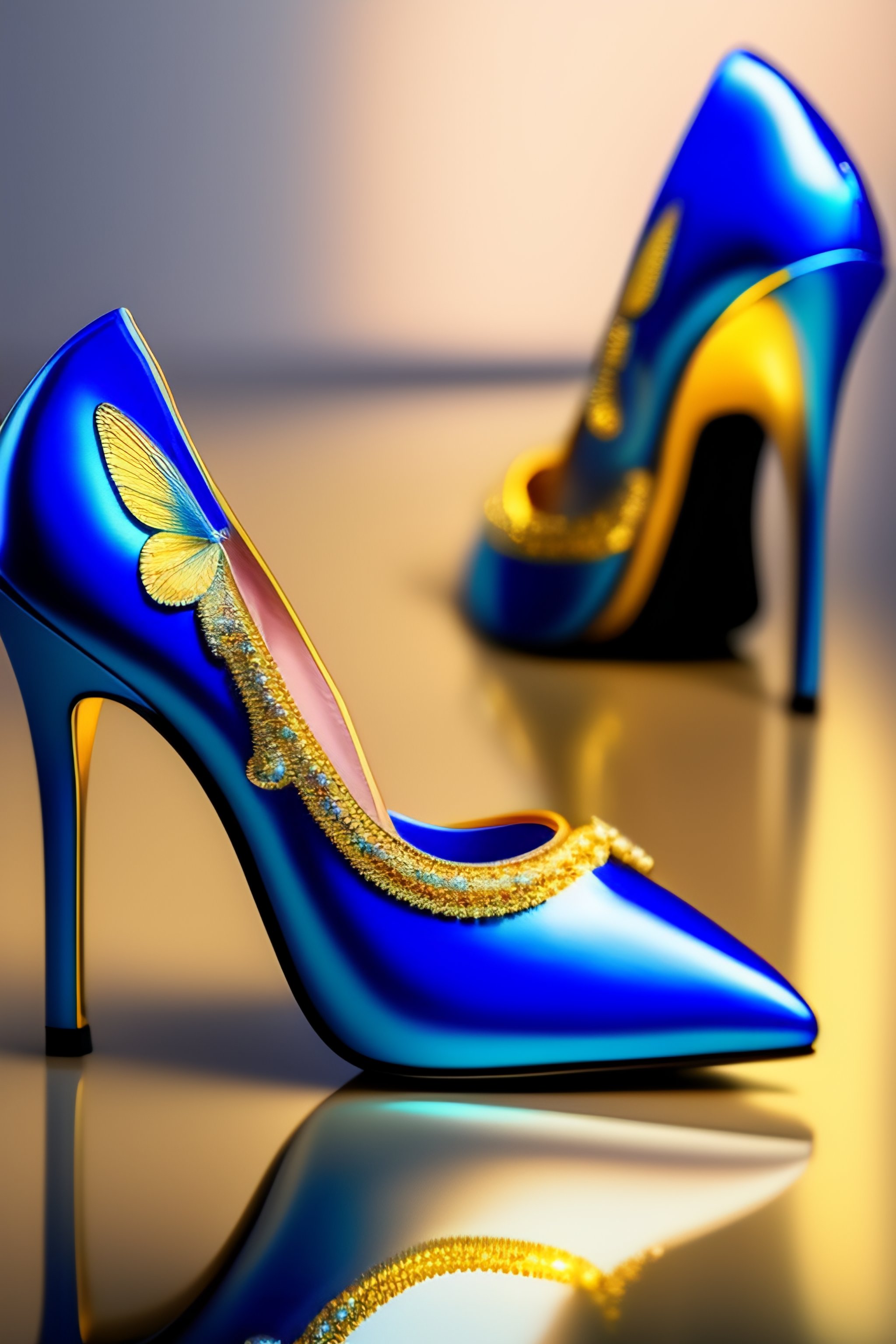 Lexica - Create a pair of women's stiletto heel shoes, two colors blue ...