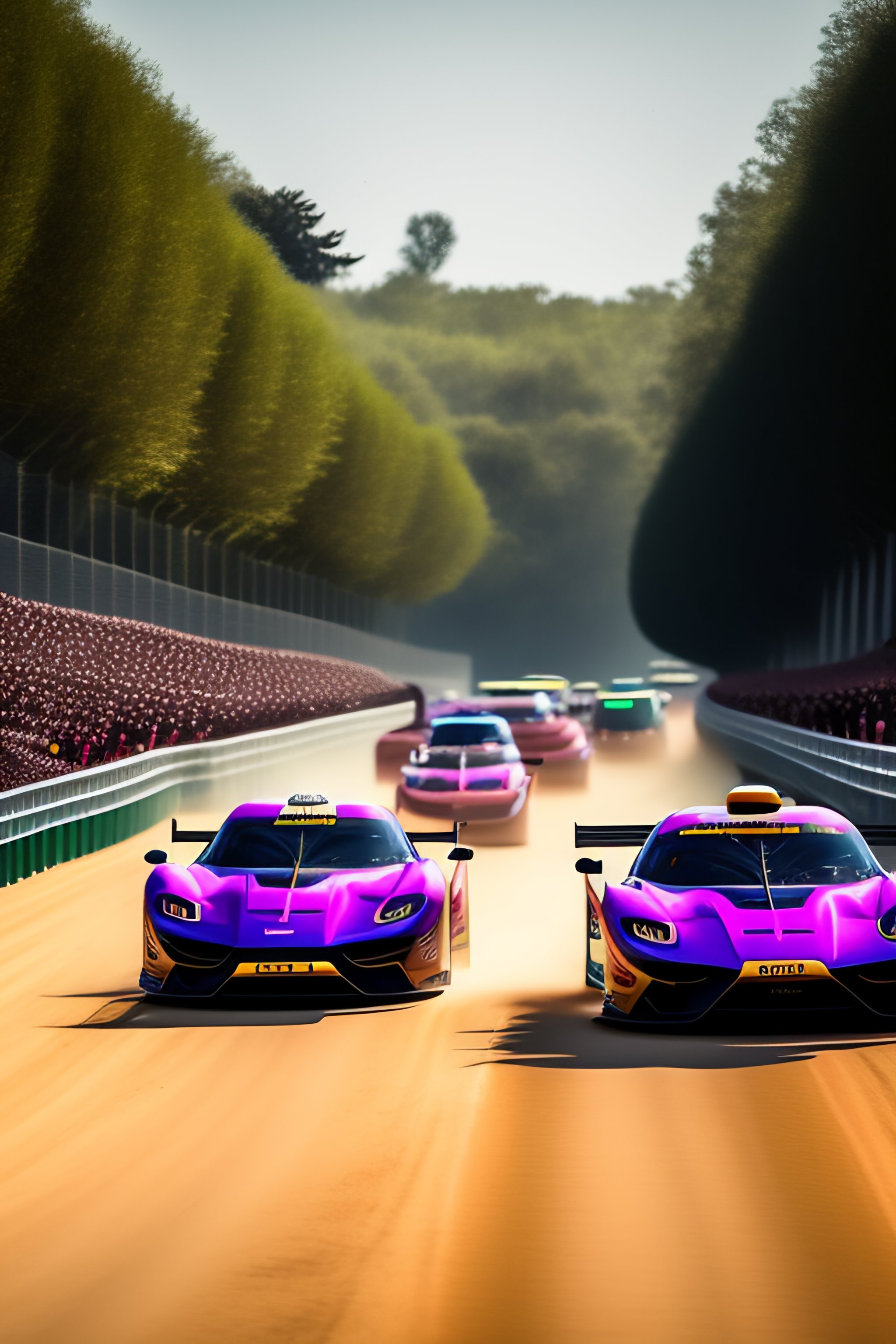 Lexica - A race at the starting line on a track of one hendred put