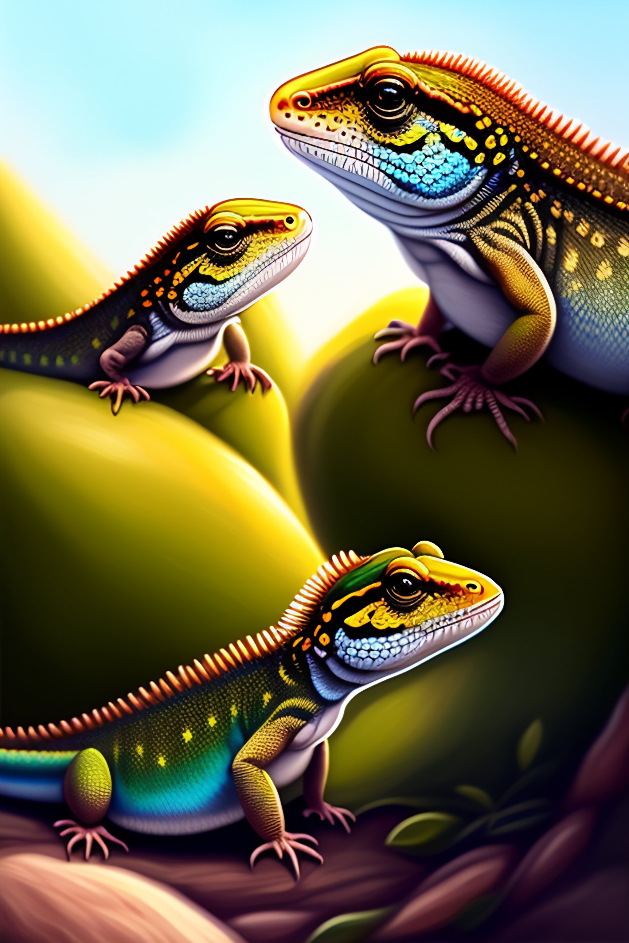 Lexica - Cute lizard family illustration