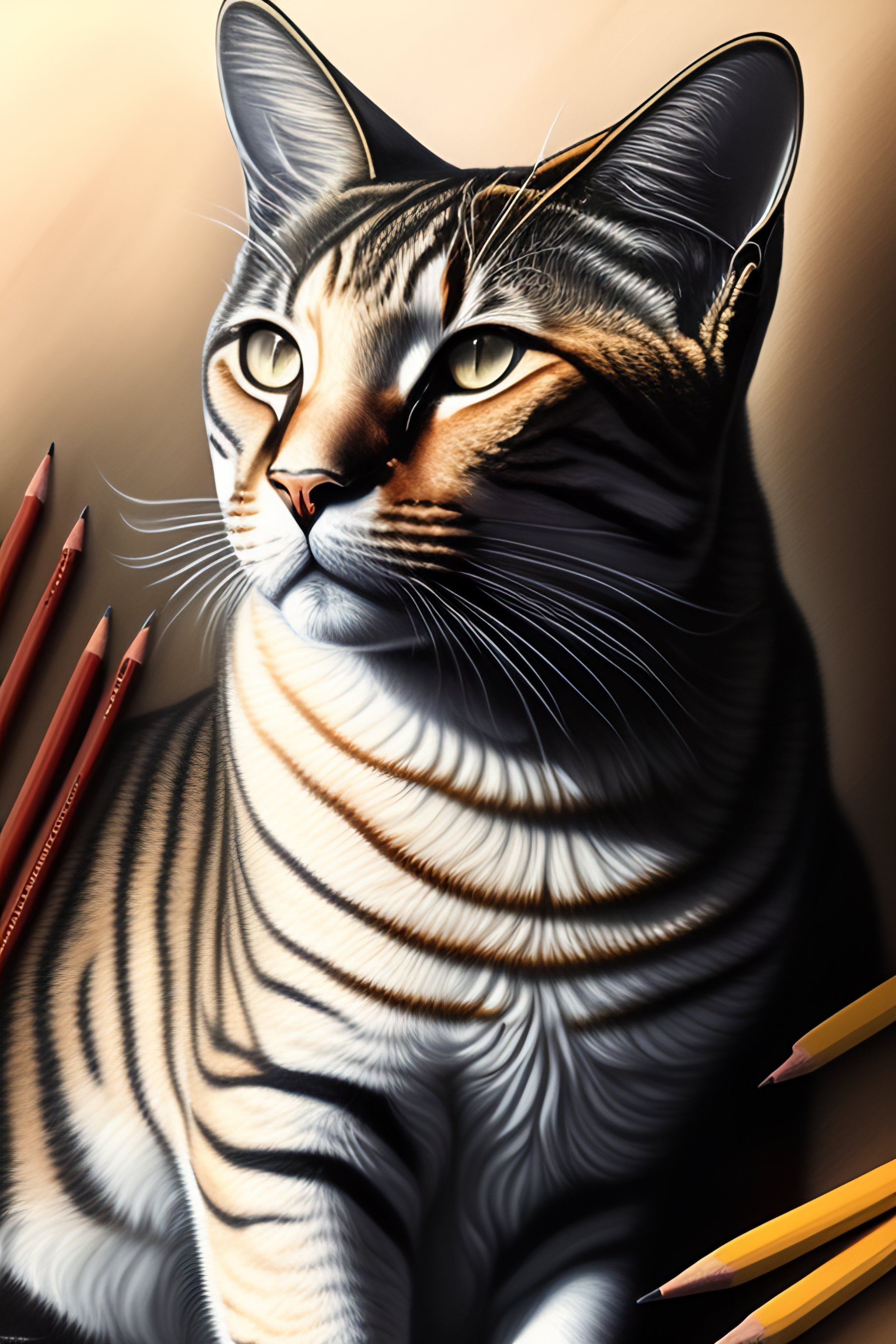 Lexica - Sun cat, by me, pencil sketch