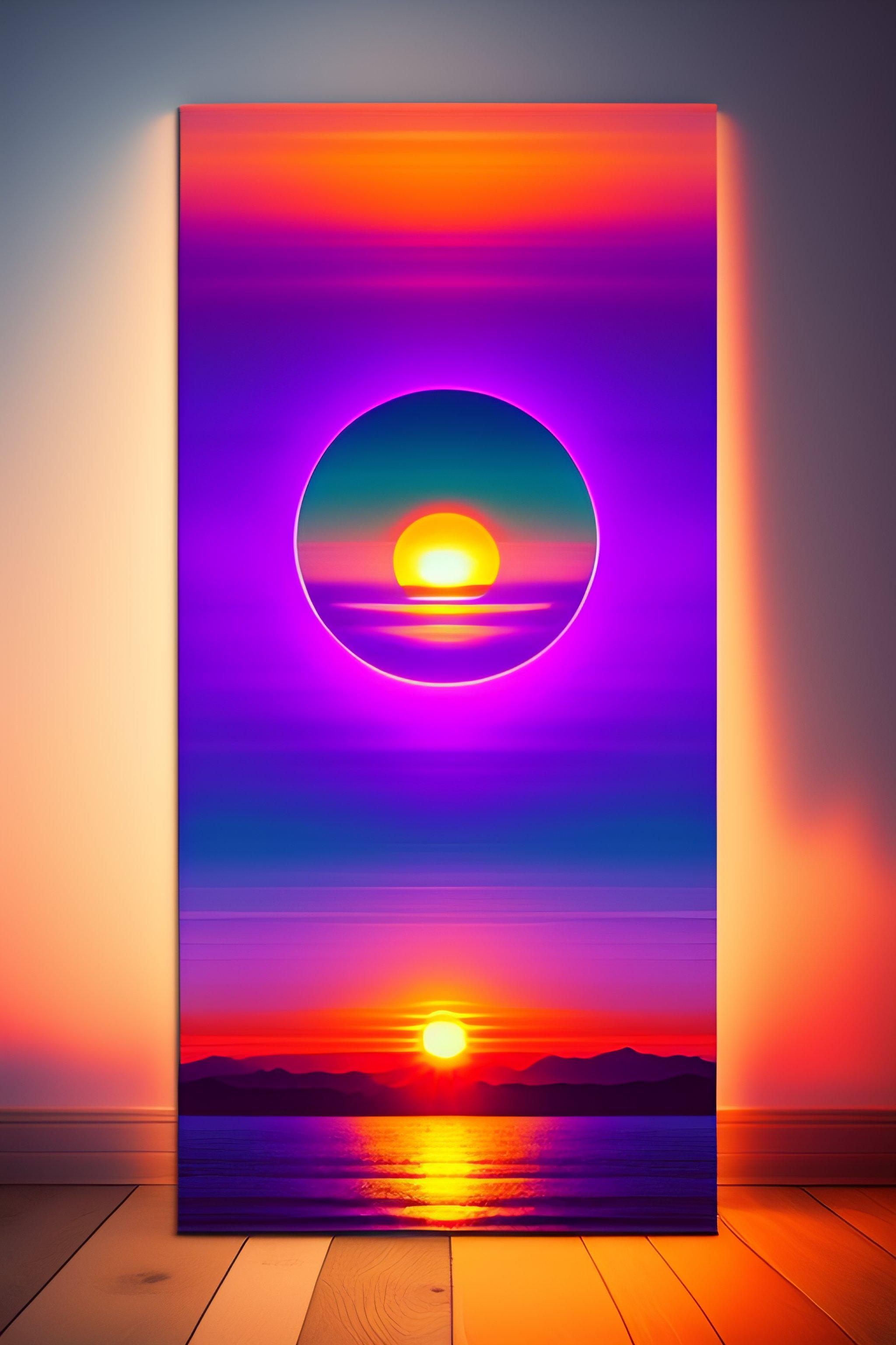 Lexica - Retro purple sunset big sun