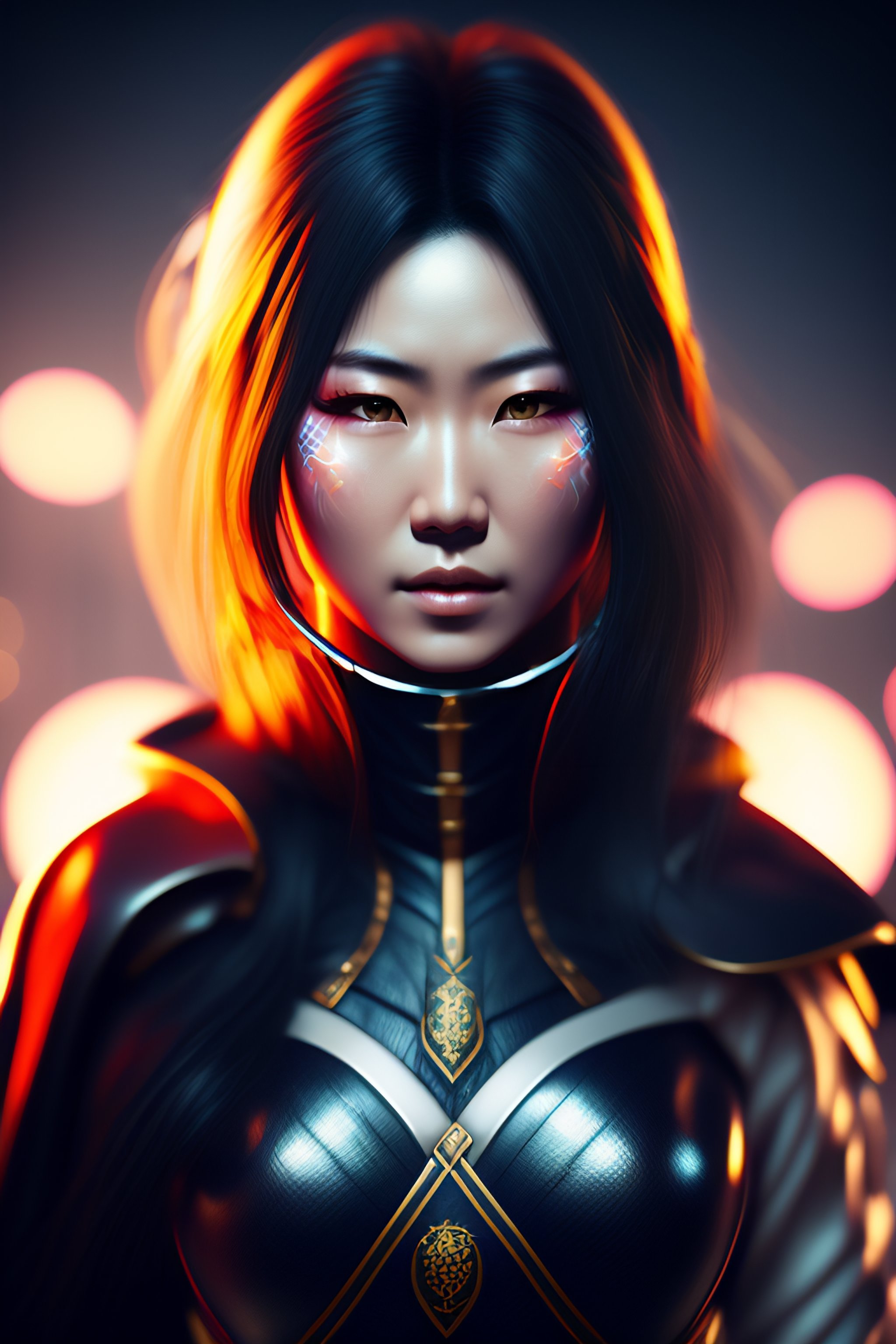 Lexica - A japanese female warrior, cyberpunk, fullmoon background ...