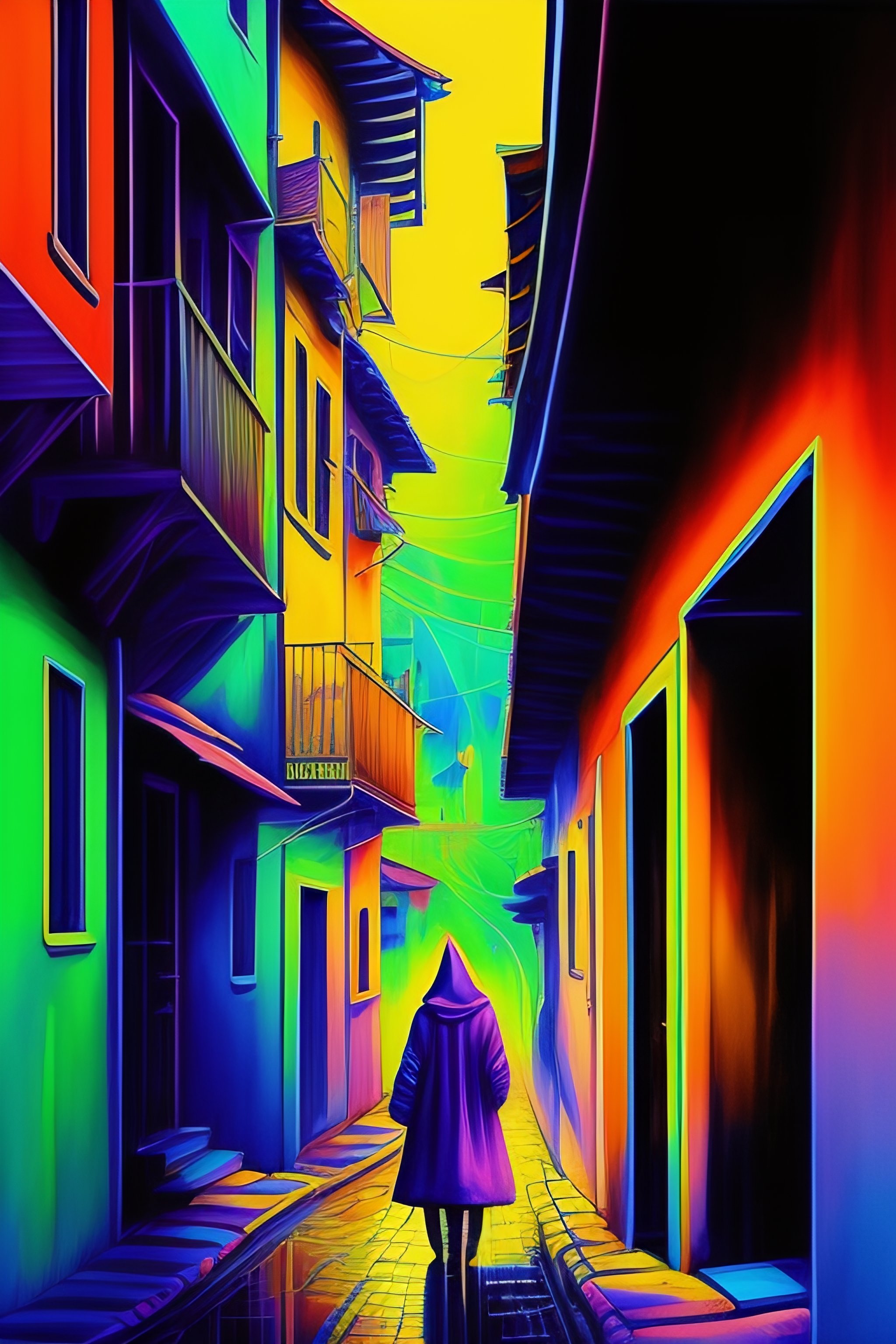 Lexica - Environmental wide water colors painting of a sketchy alleyway ...