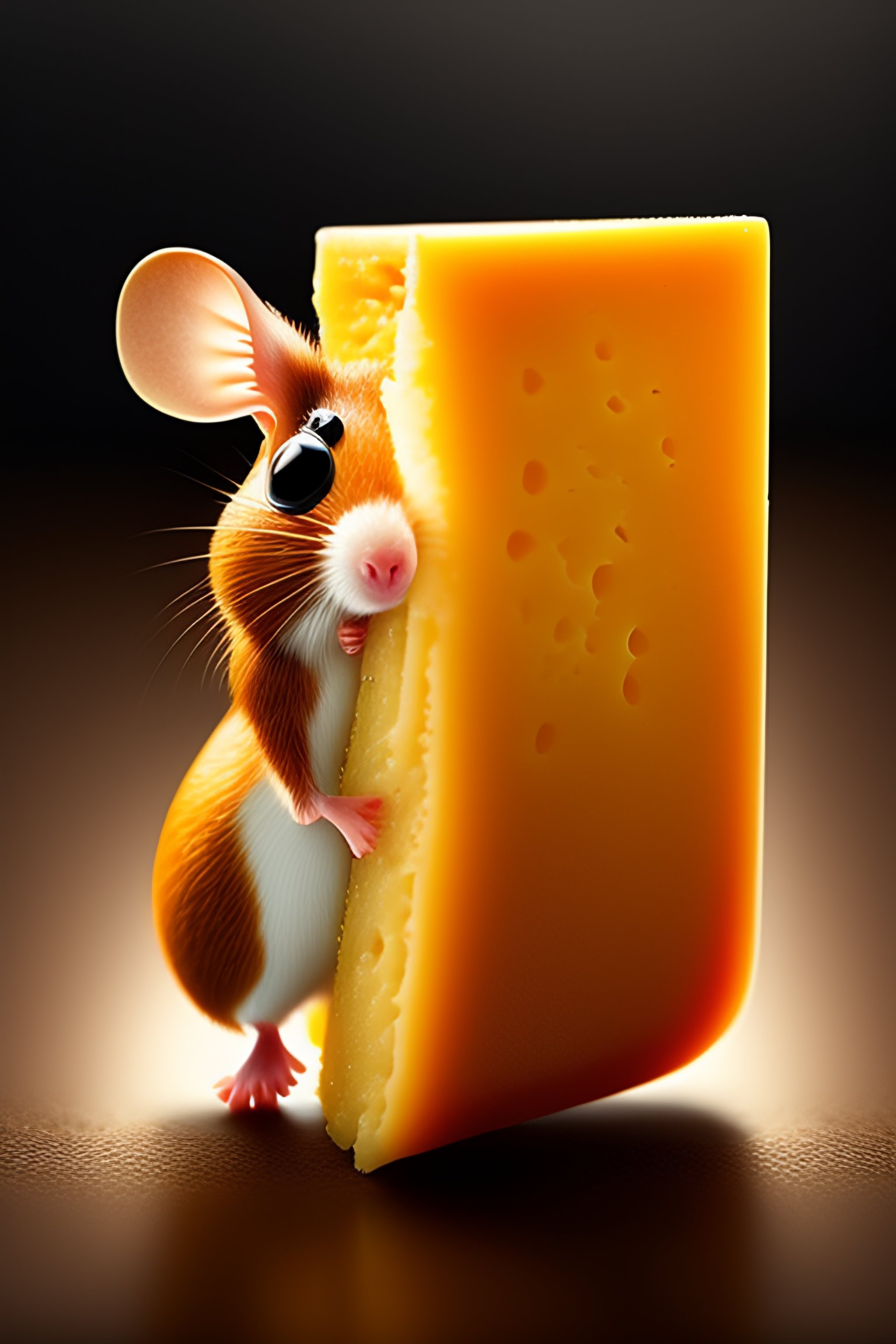 Lexica - A cute tiny mouse holding a piece of luxury cheese, pixar ...