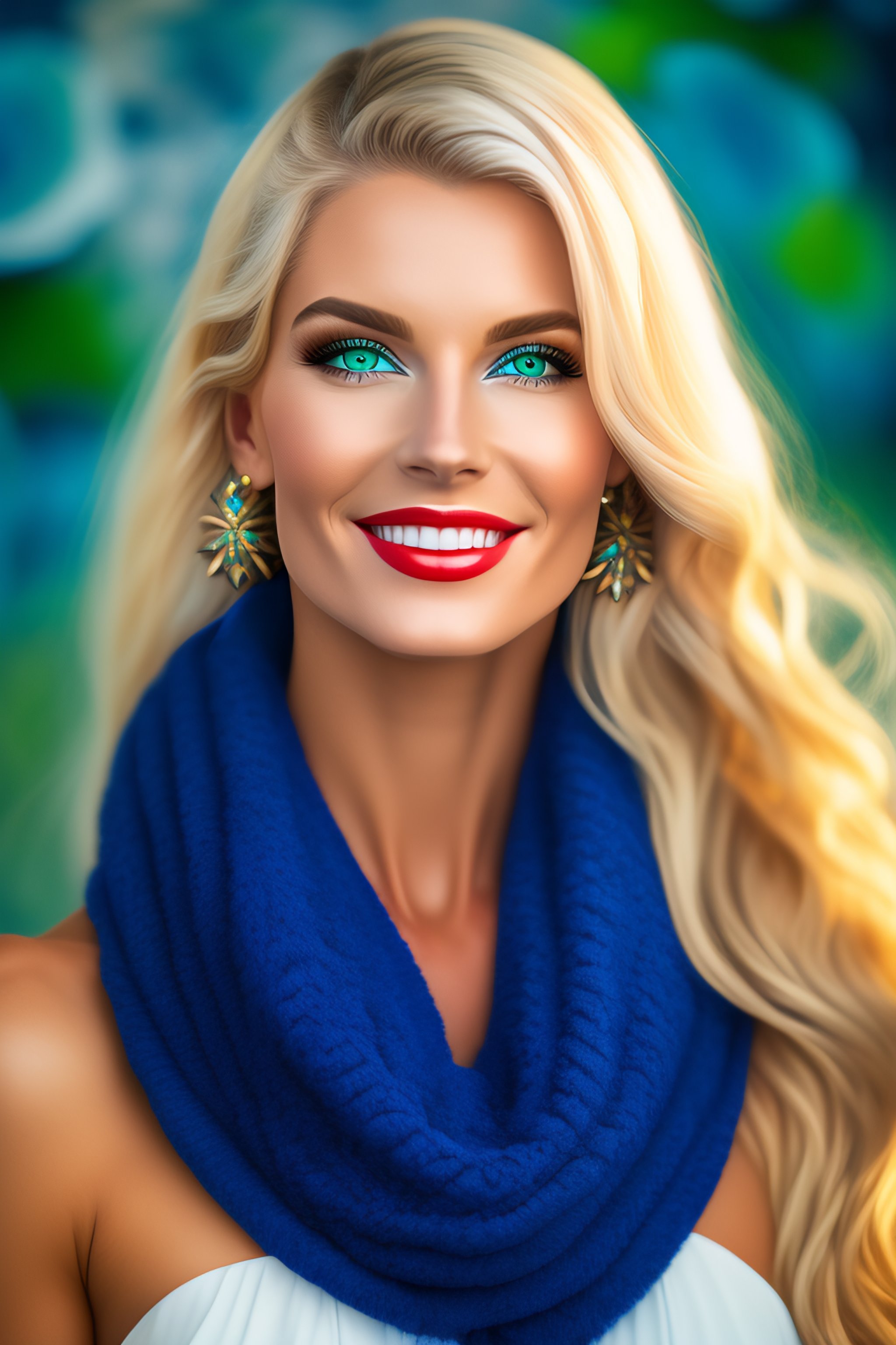 Lexica - Model portrait, beautiful blue turquoise iris in white eyes ...