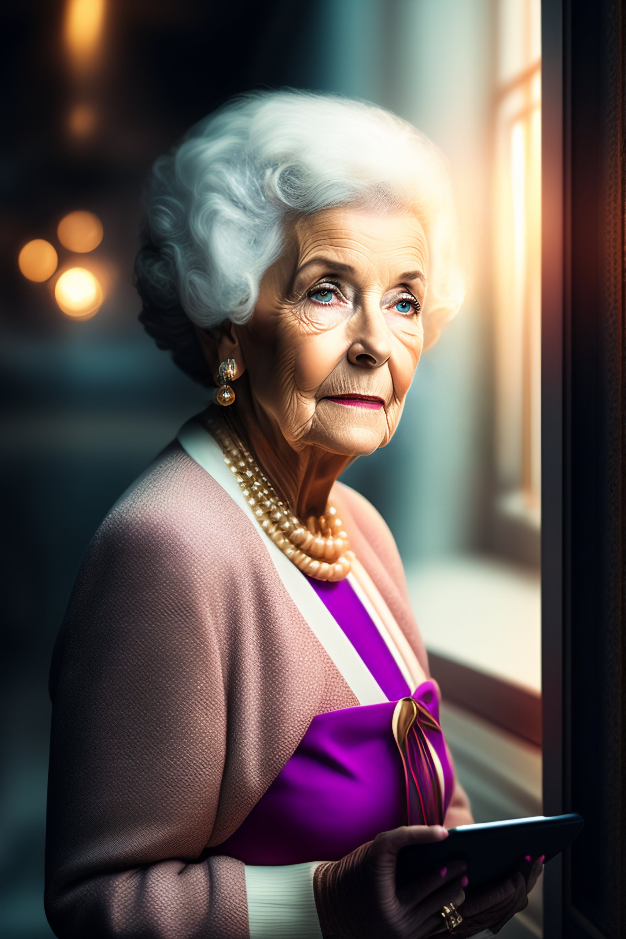 Lexica - Old elegant lady in a technological room