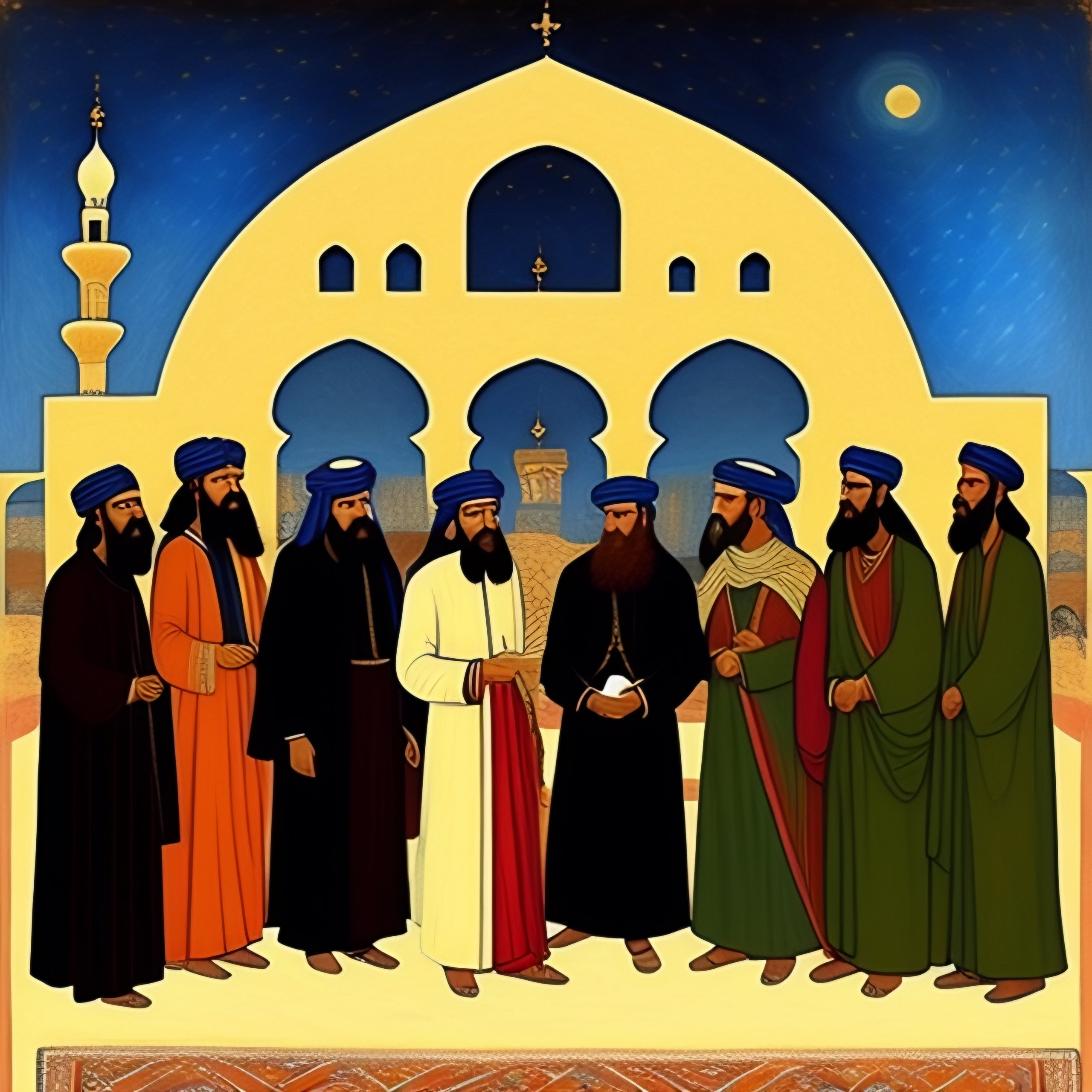 Lexica - A Van Gogh style of an 8th century group of eight Arab ...