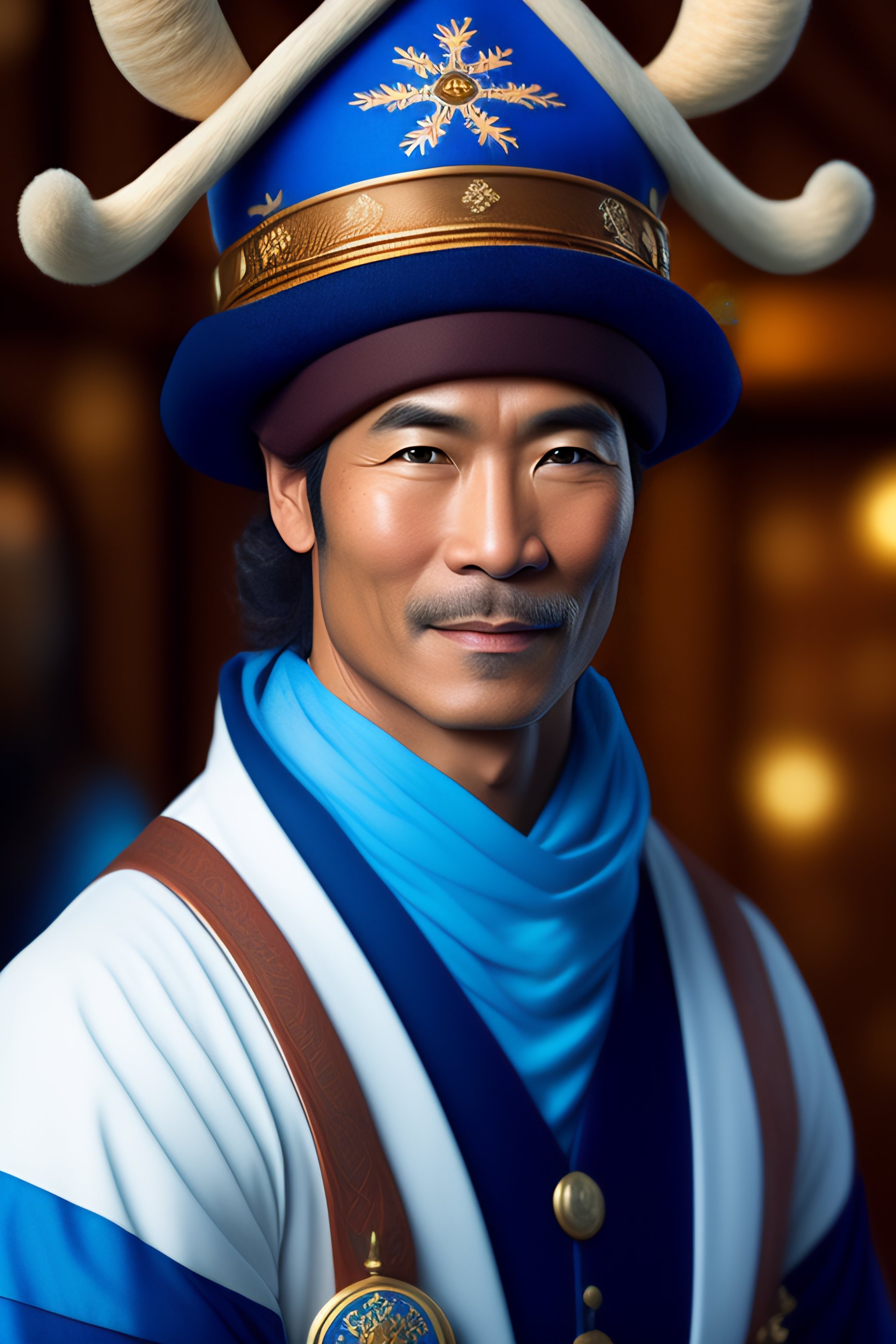 Lexica - A human reindeer pirate doctor, wearing a blue round hut, in ...