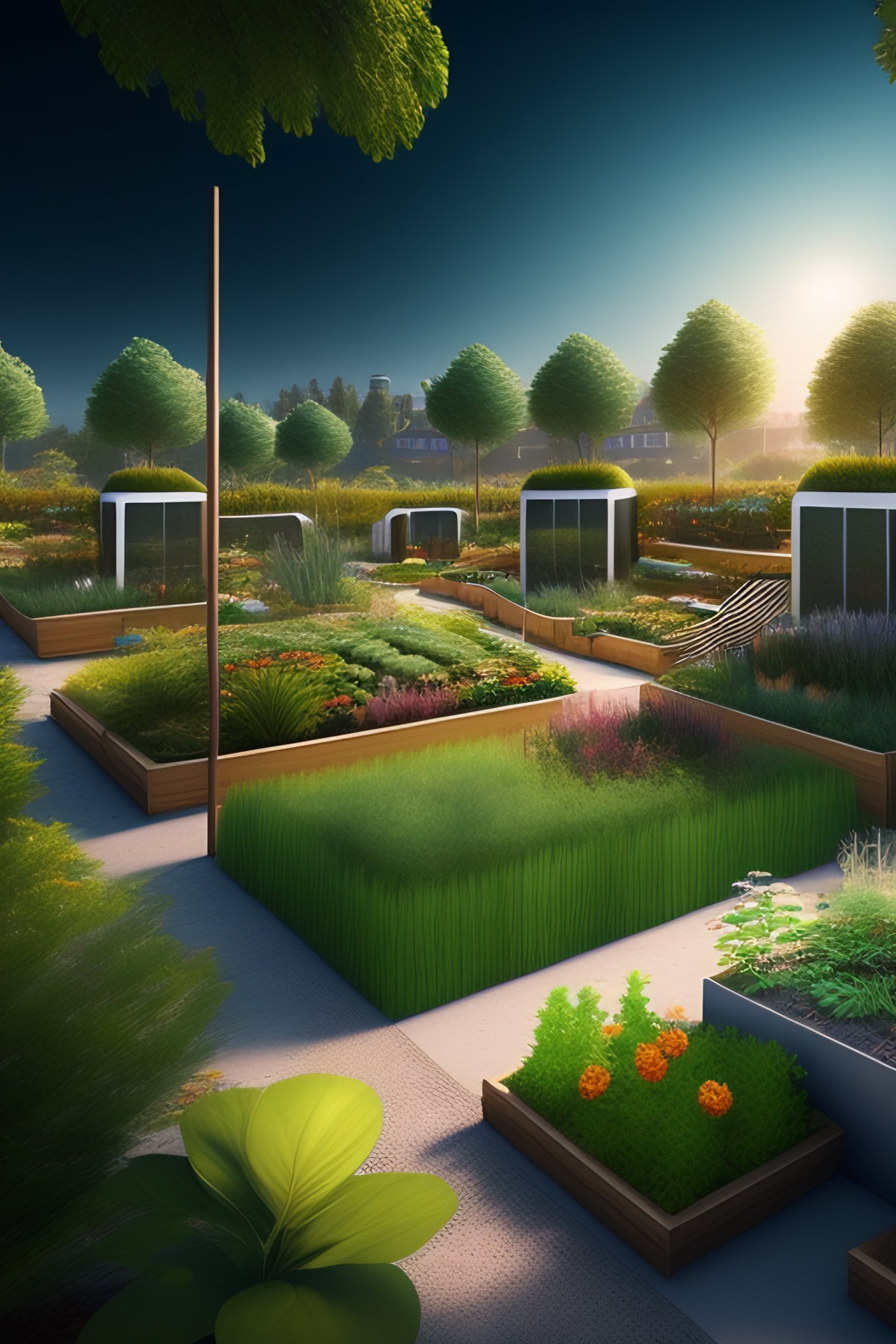 Lexica - Photosrealistic neighbourhood natural organic community garden ...