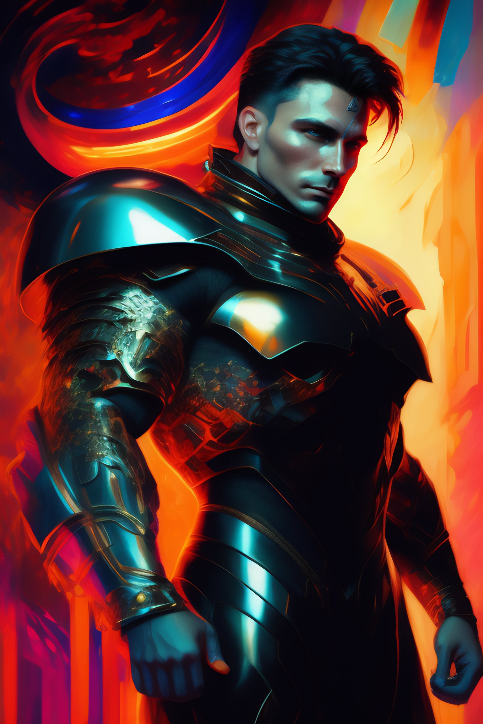 Lexica - Potrait of a cyberpunk muscular Superman armour made of black ...