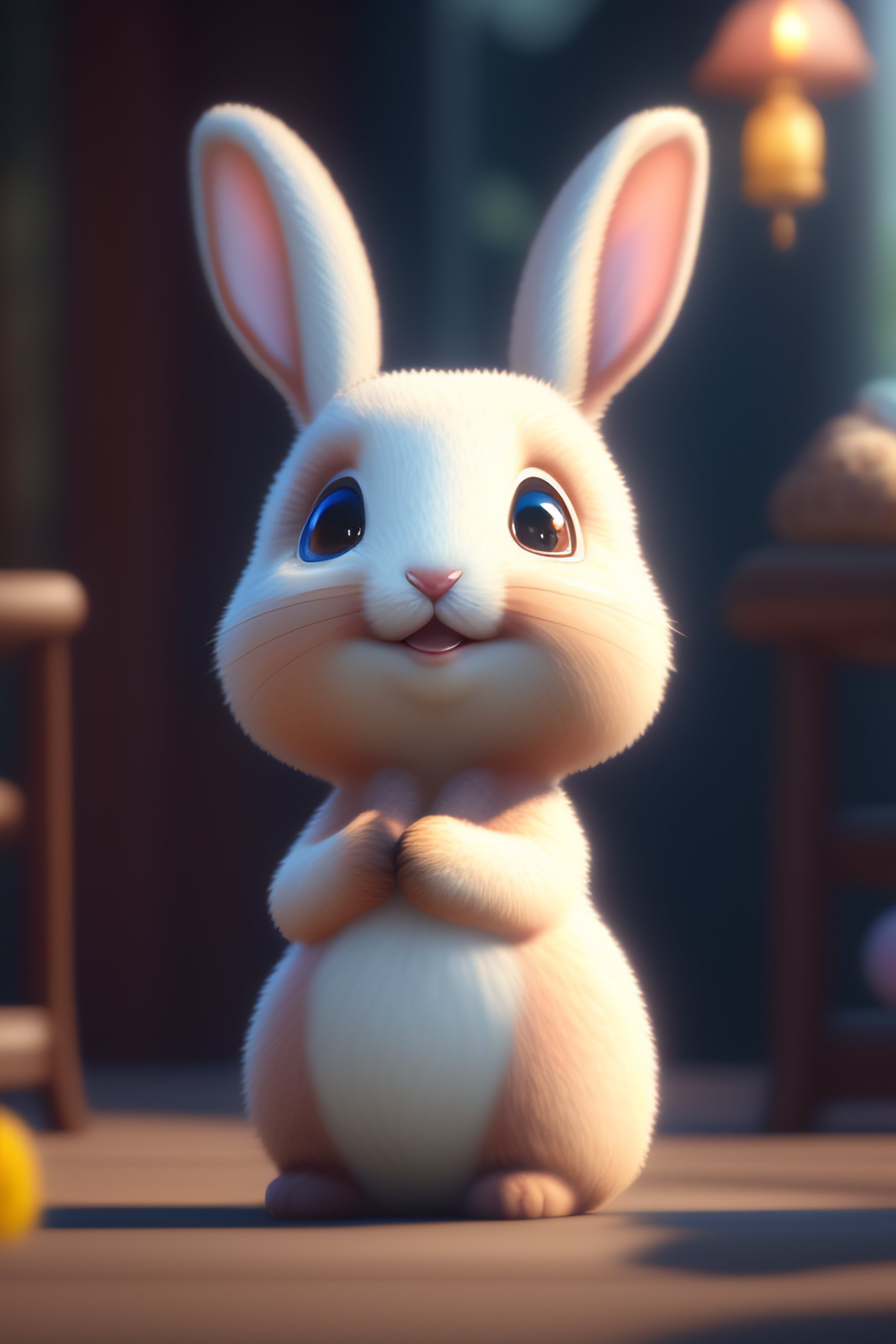 Lexica - Cute adorable little bunny waving and smiling greeting me ...