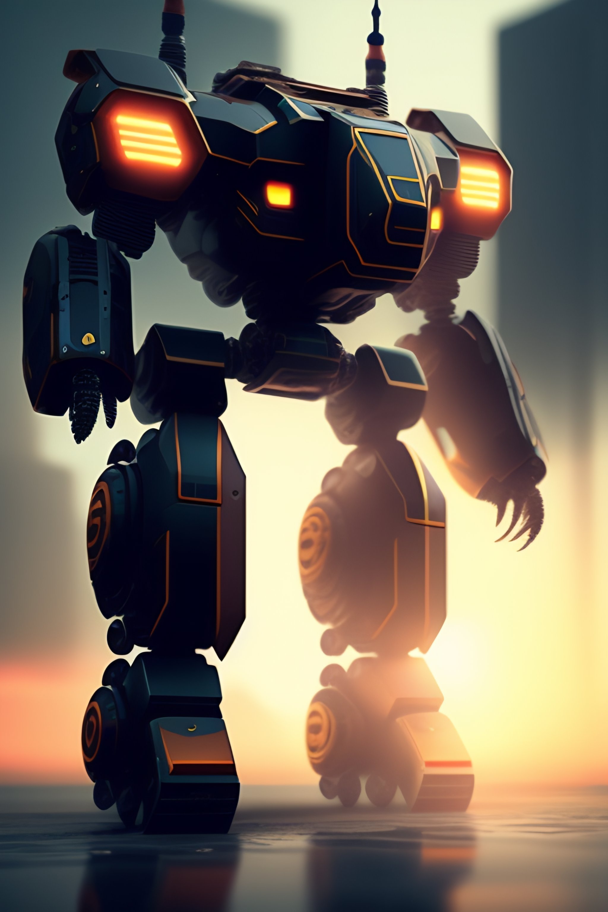 Lexica - Walking mech robot with hexagonal weapons