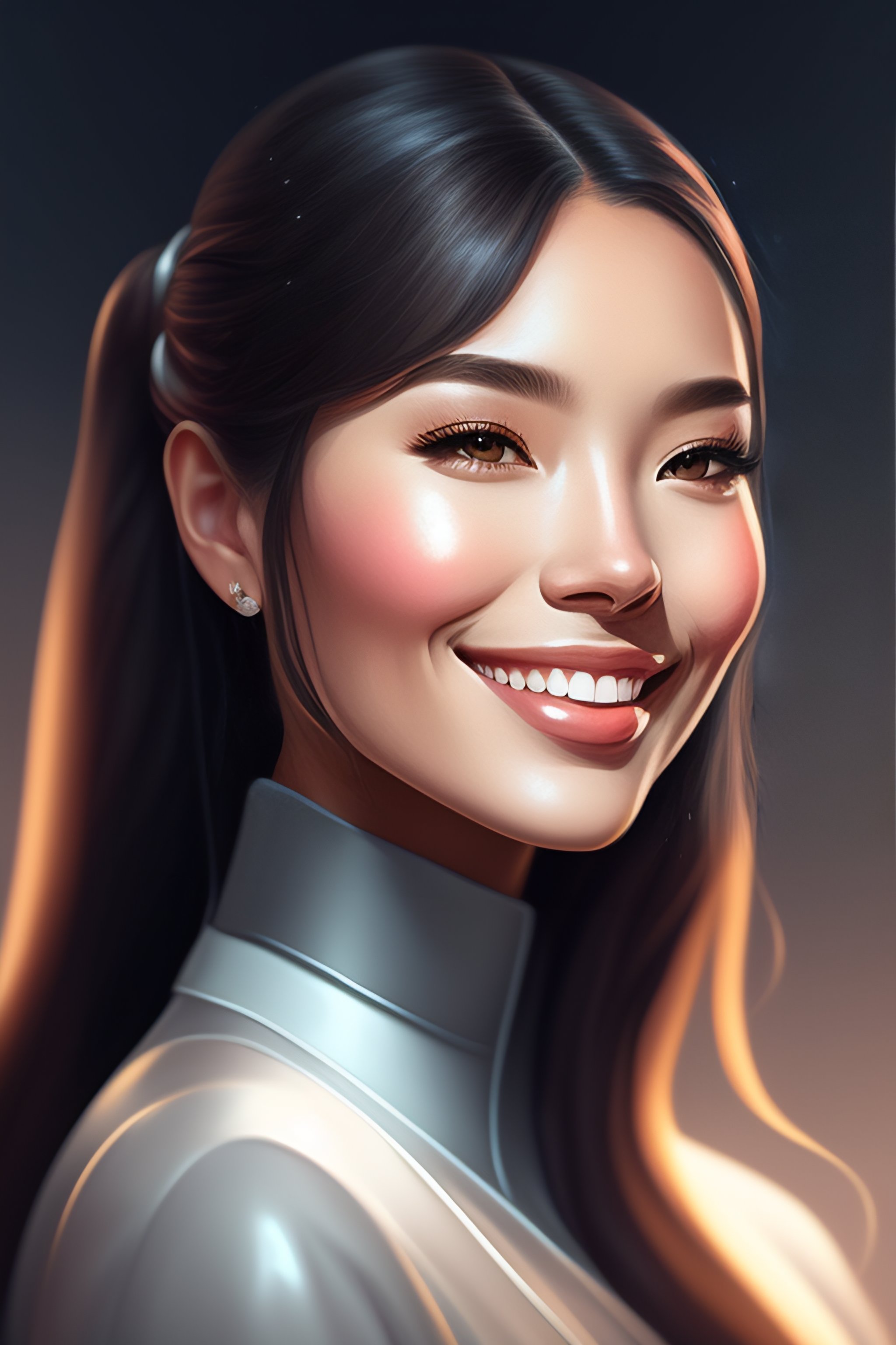 Lexica - Symmetry!! portrait of a smiling girl serene, complex, elegant ...