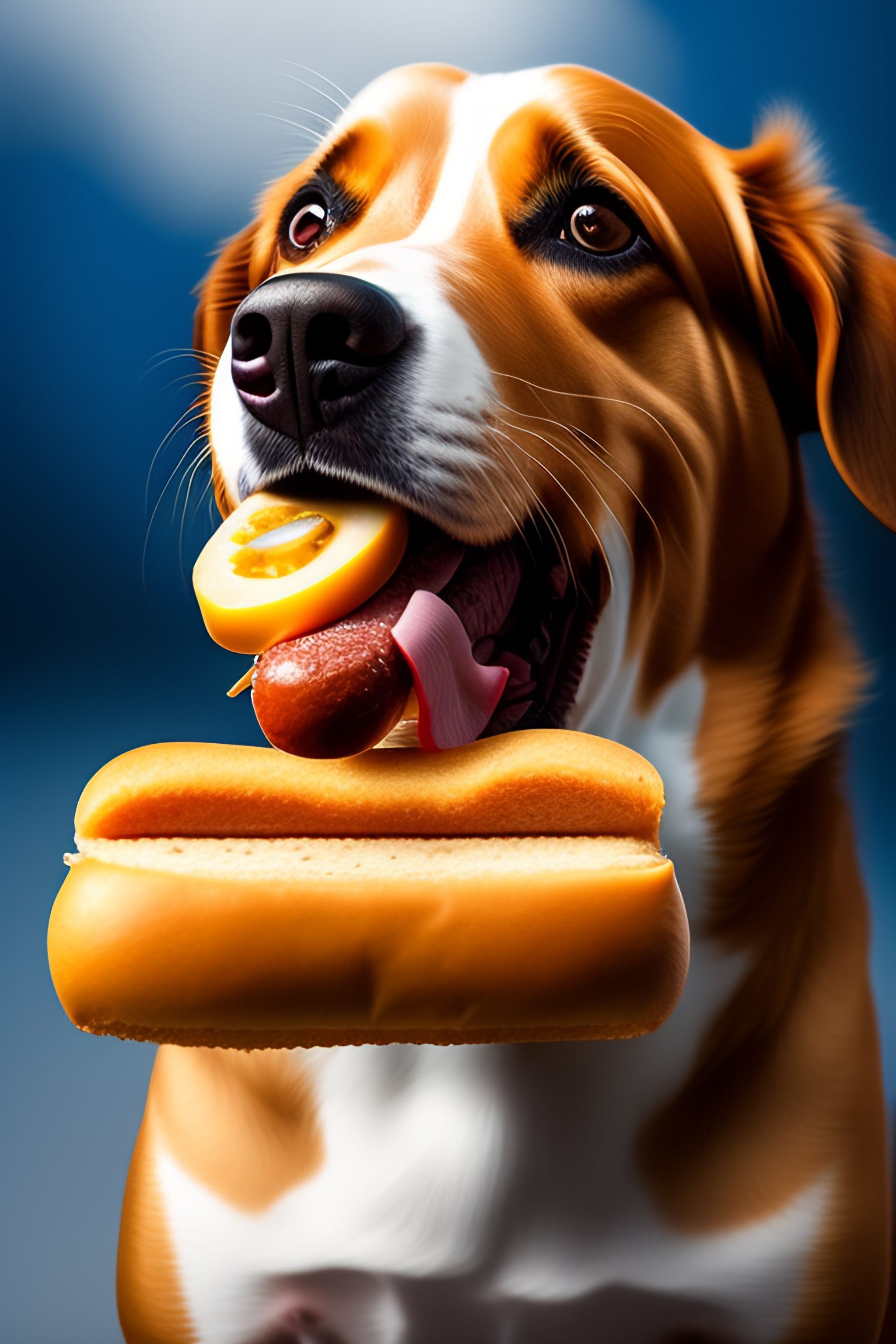 Lexica - A dog eating a hot dog