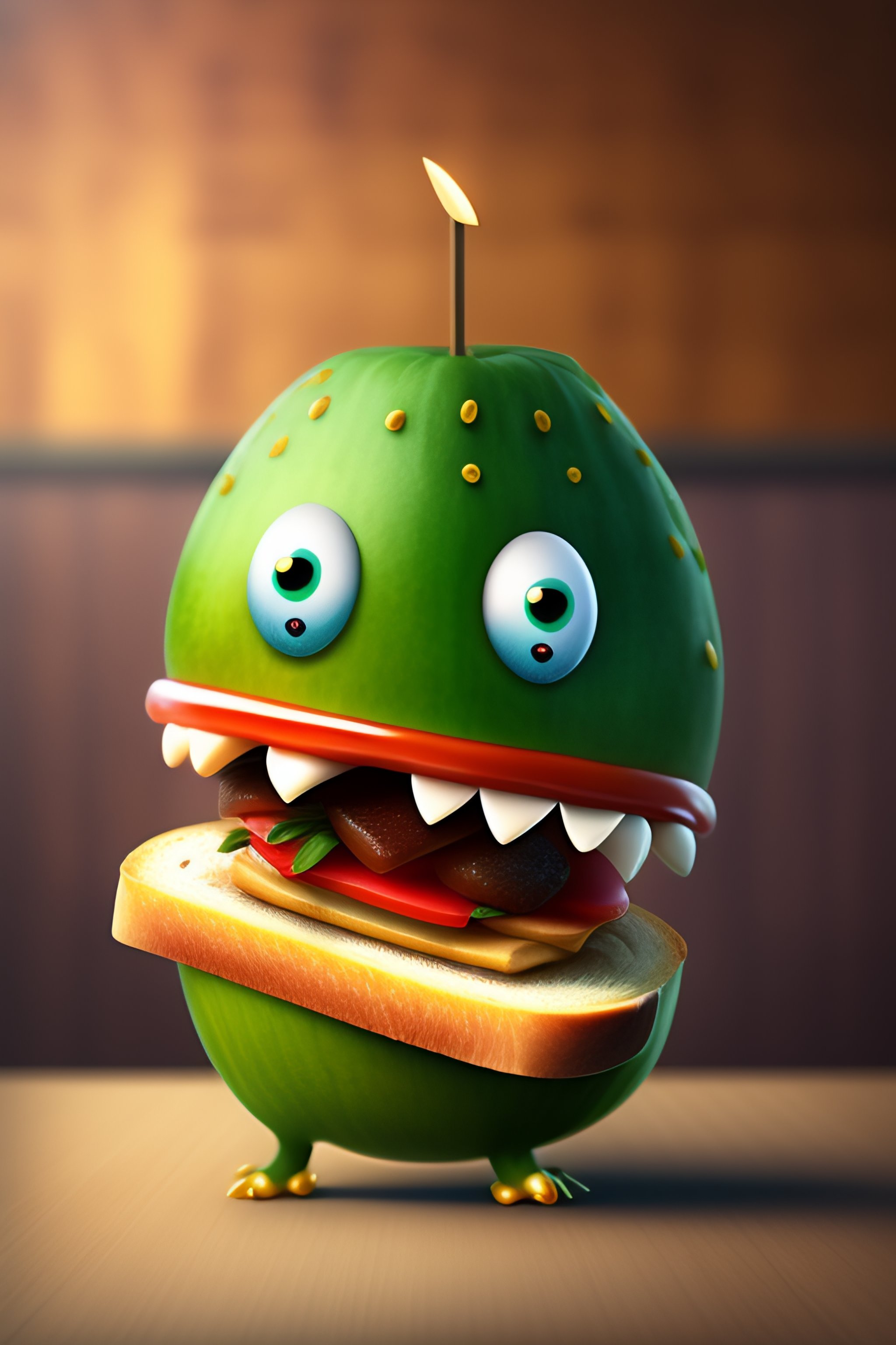 Lexica - Cartoon monster with a sandwich