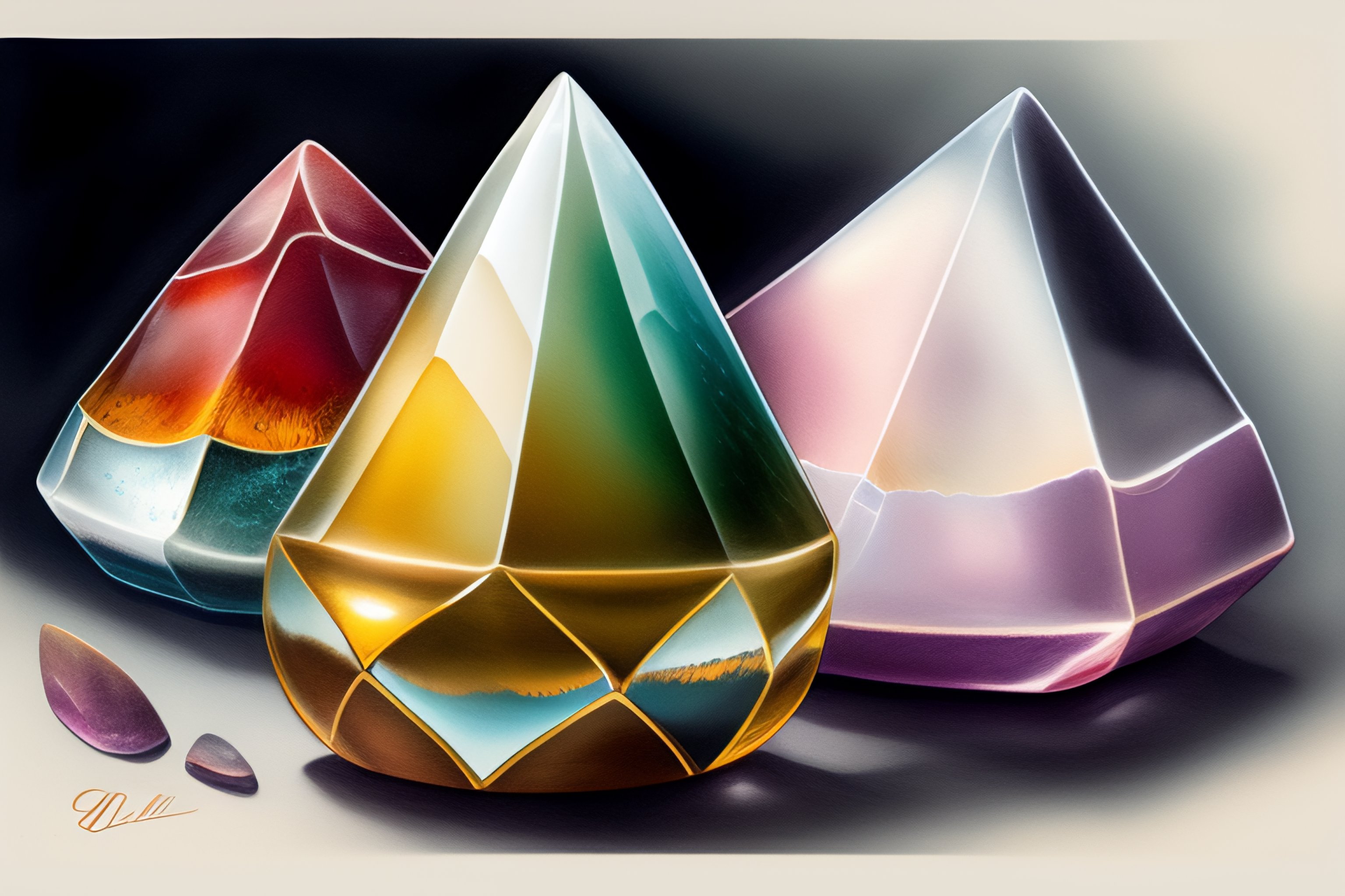 Lexica - Full page antique lithograph SKETCH of gemstones minerals ...