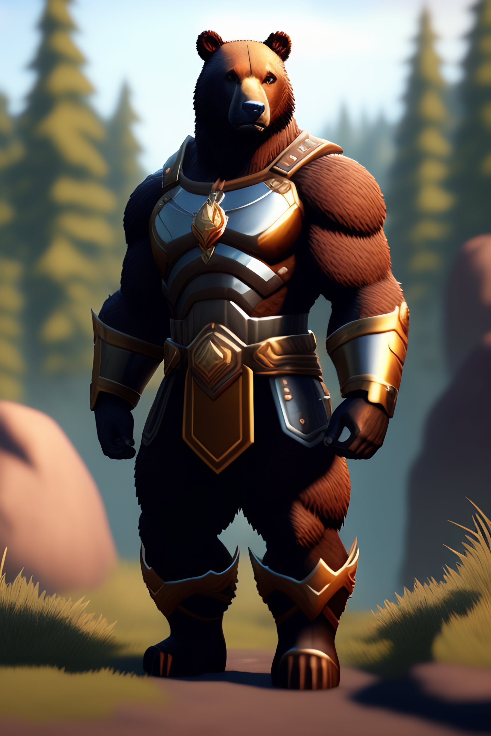 Lexica - Powerfull Bear man, realistic, detailed, rpg style