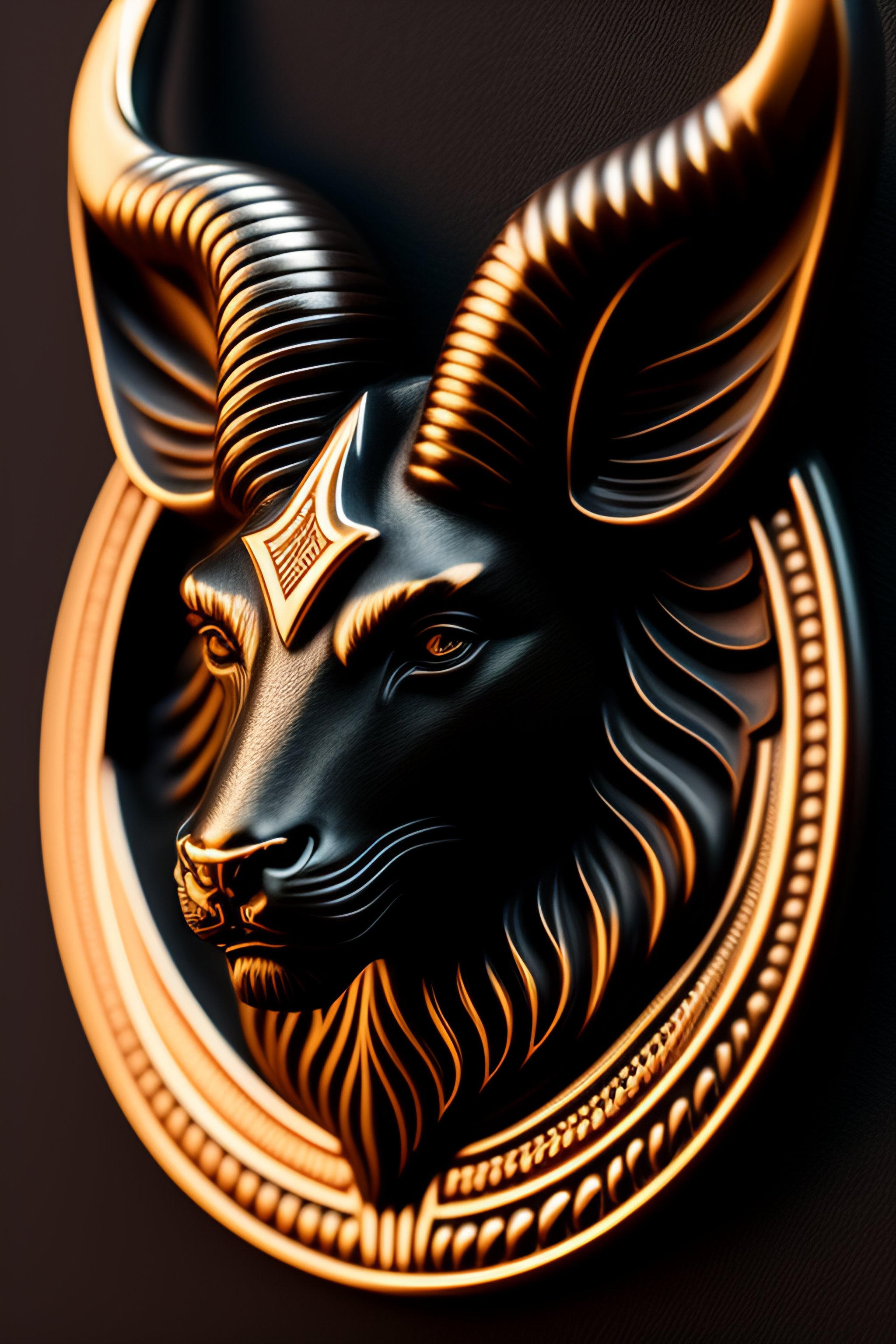 Lexica - Creat a carved face of baphomet black and rosegold portrait
