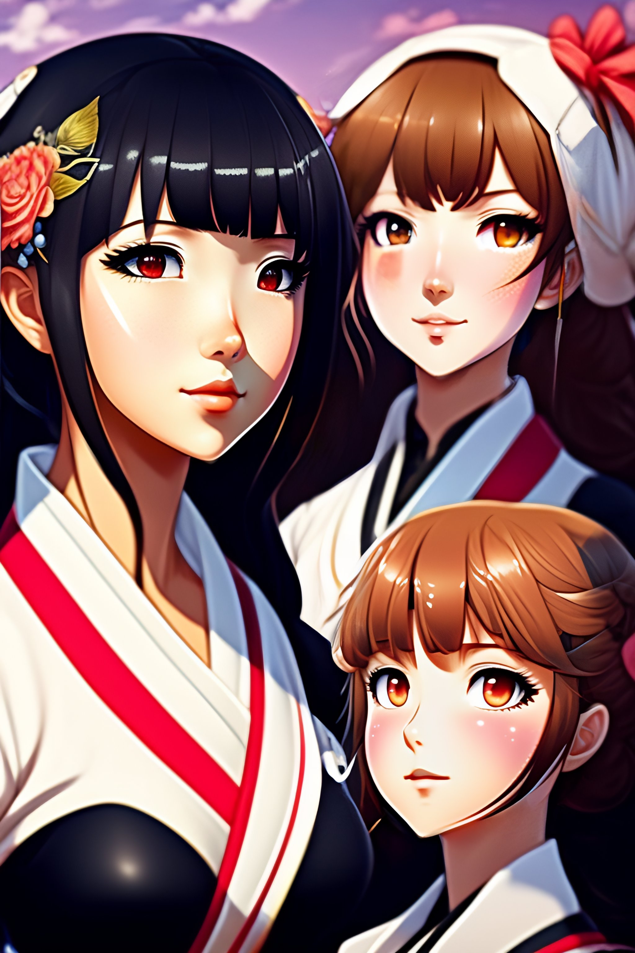 Lexica - Create a high resolution artwork of Anime Girl in groups with ...