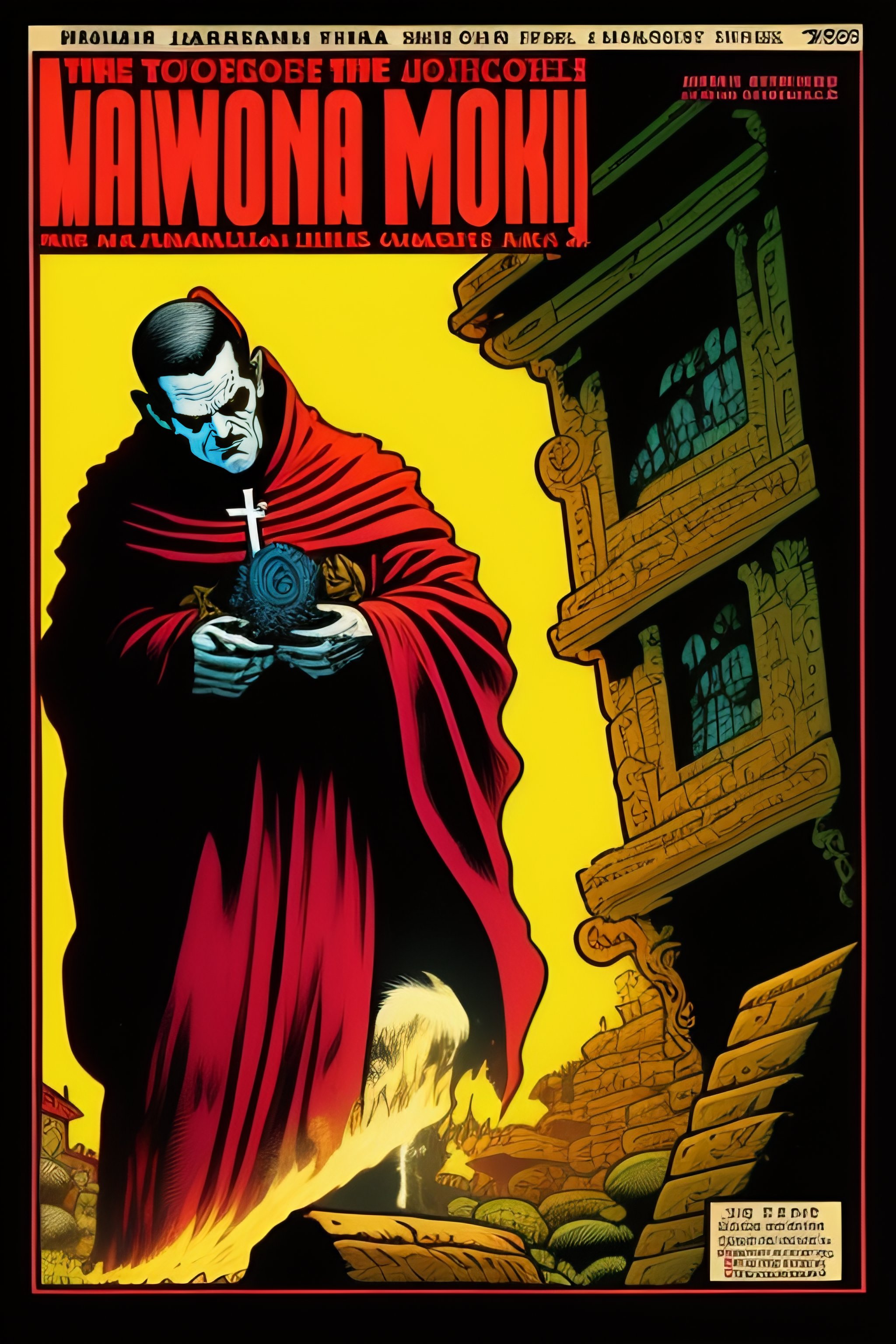 Lexica - ((square format)), comic cover illustration of a catholic monk ...