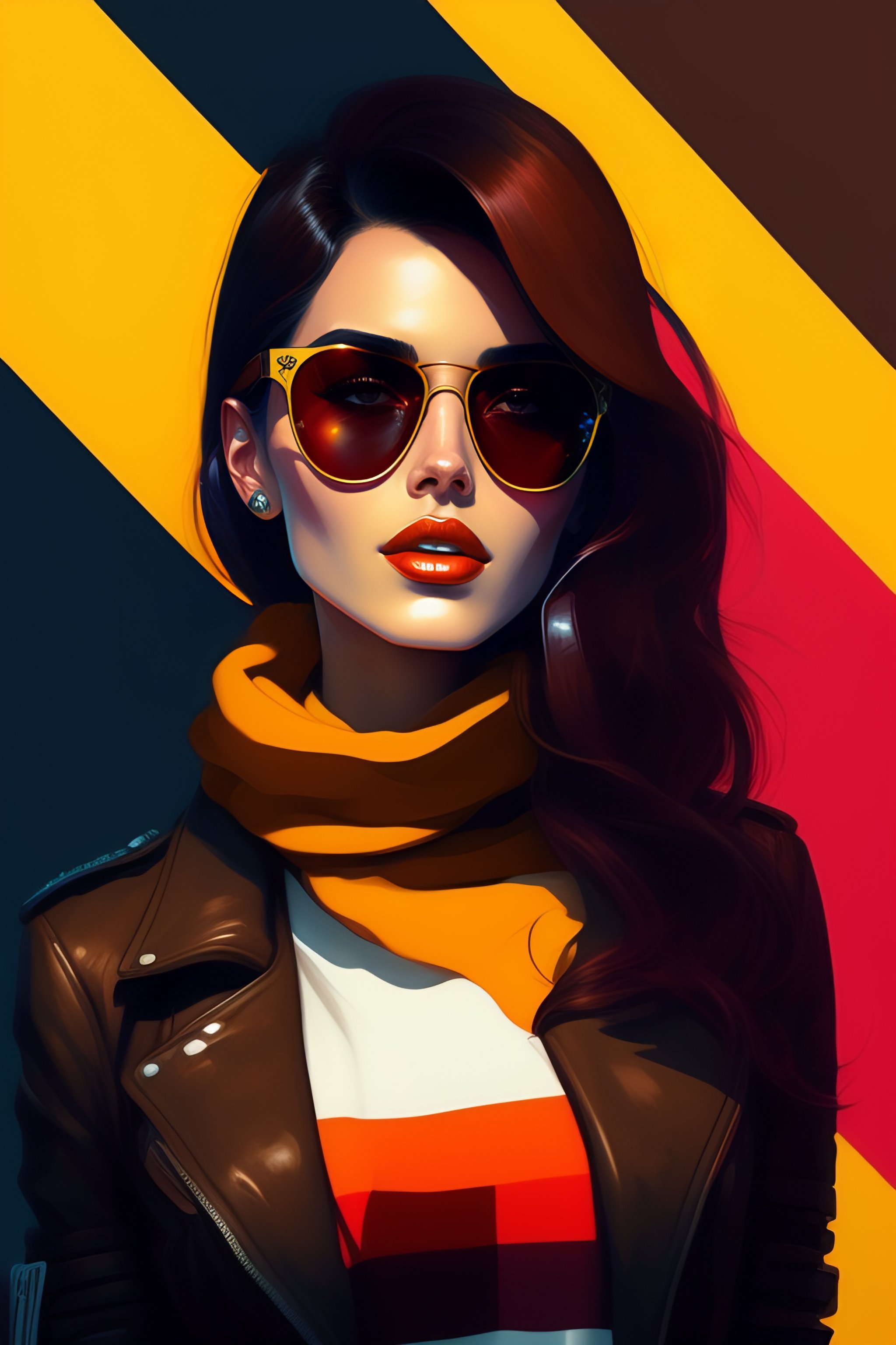 Lexica - Portrait of halo, ray-ban sunglasses, red eyes, tartan scarf ...