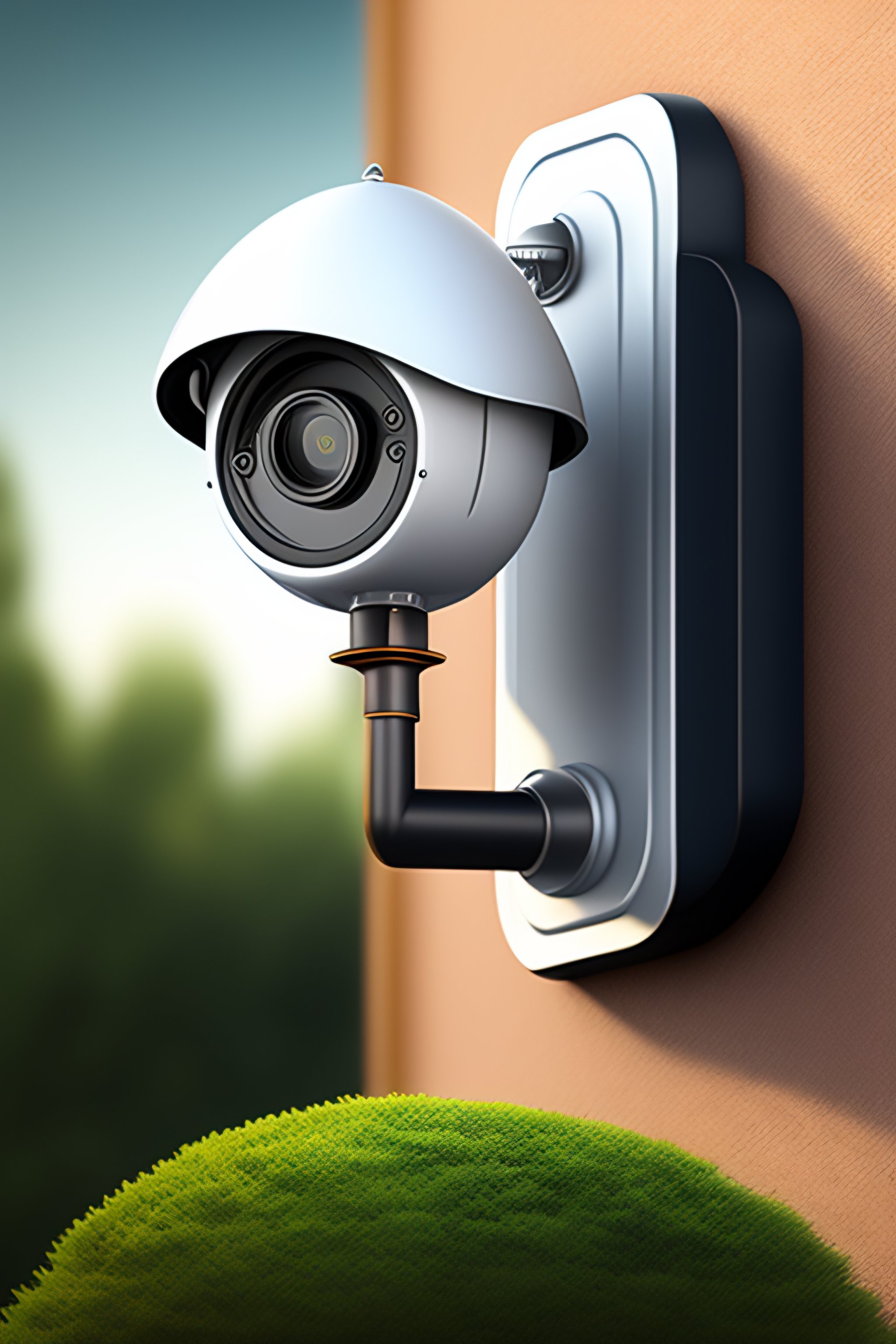 Lexica - Photo realistic security camera in wall of luxury villa Garden