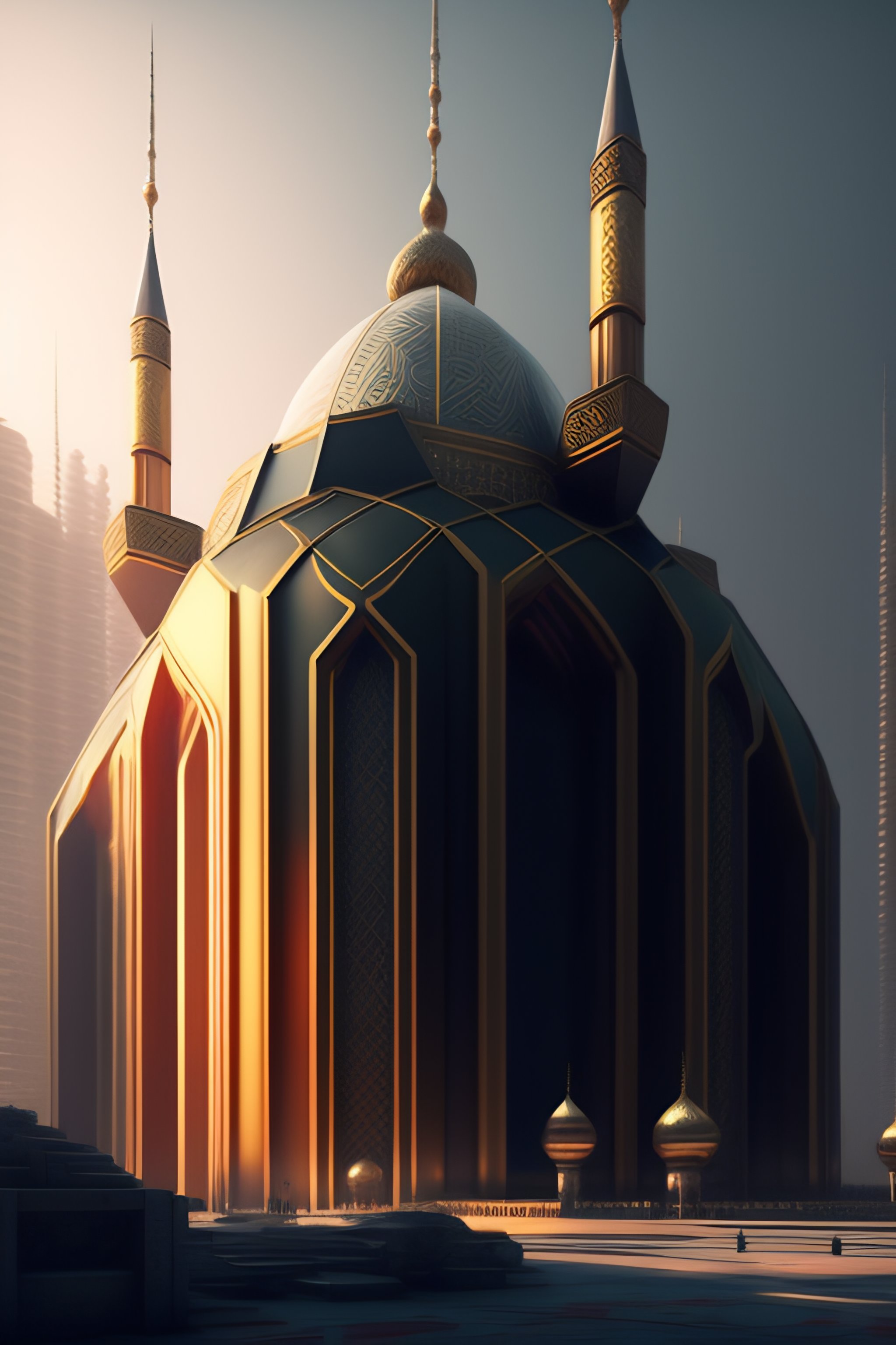 Lexica - Cyberpunk mosque in a dystopian future