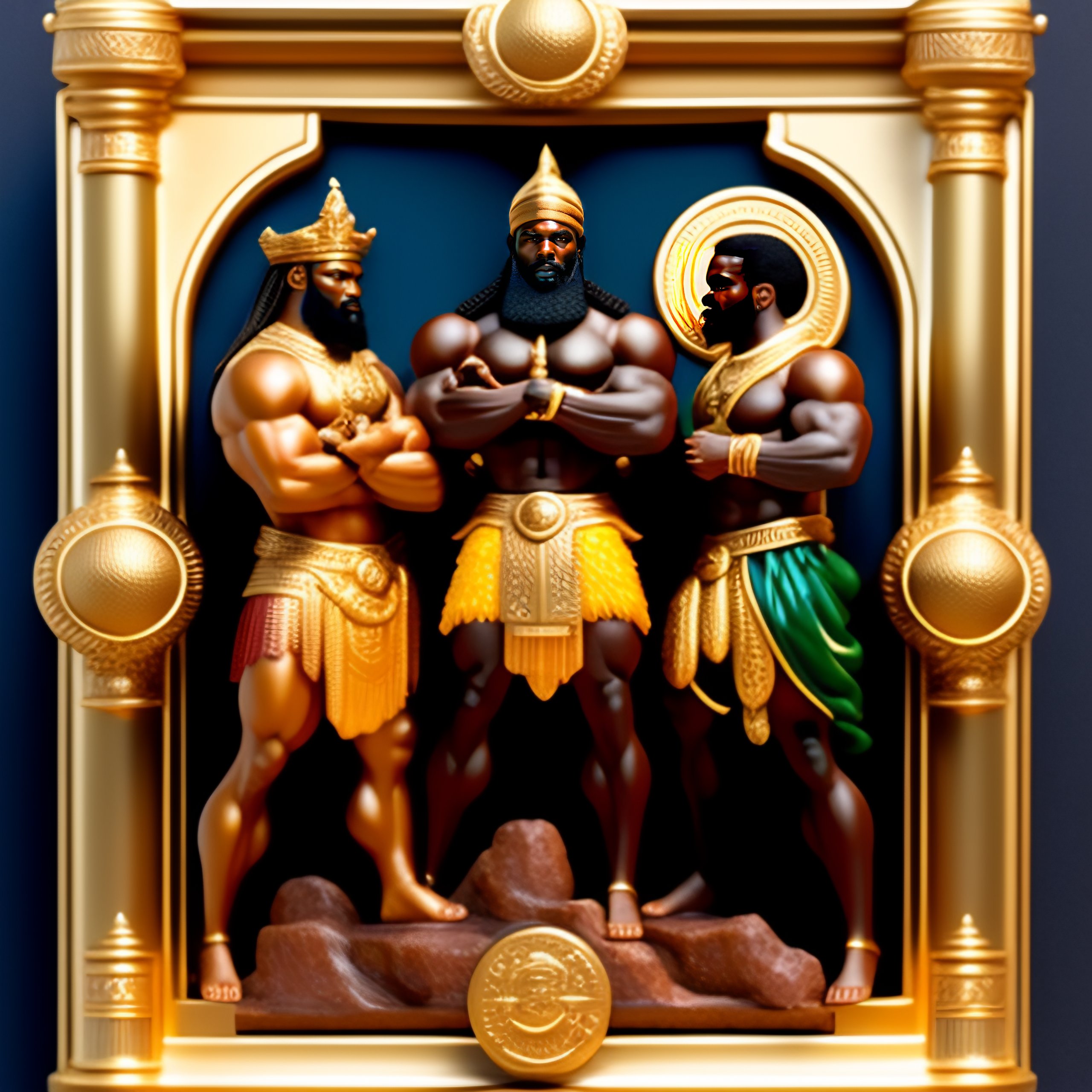 Lexica - Three muscular bearded african american men, on mount Olympus ...