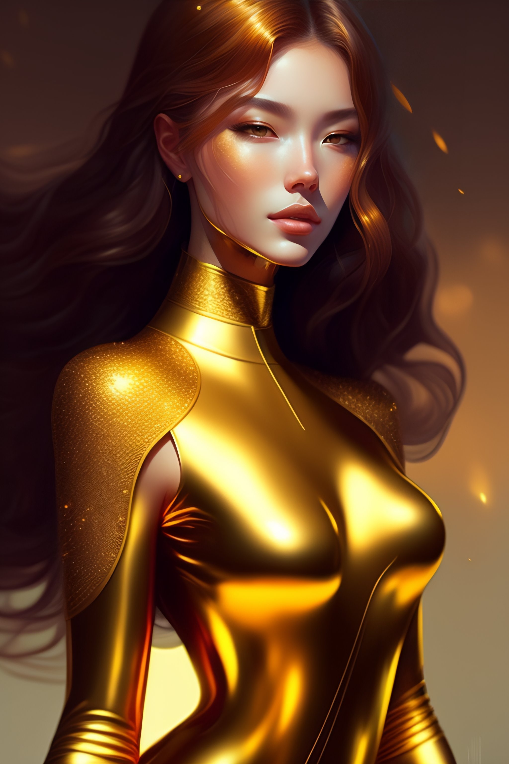 Lexica - Portrait, golden and copper shining armor, in the void, skinny, fantasy, intricate ...